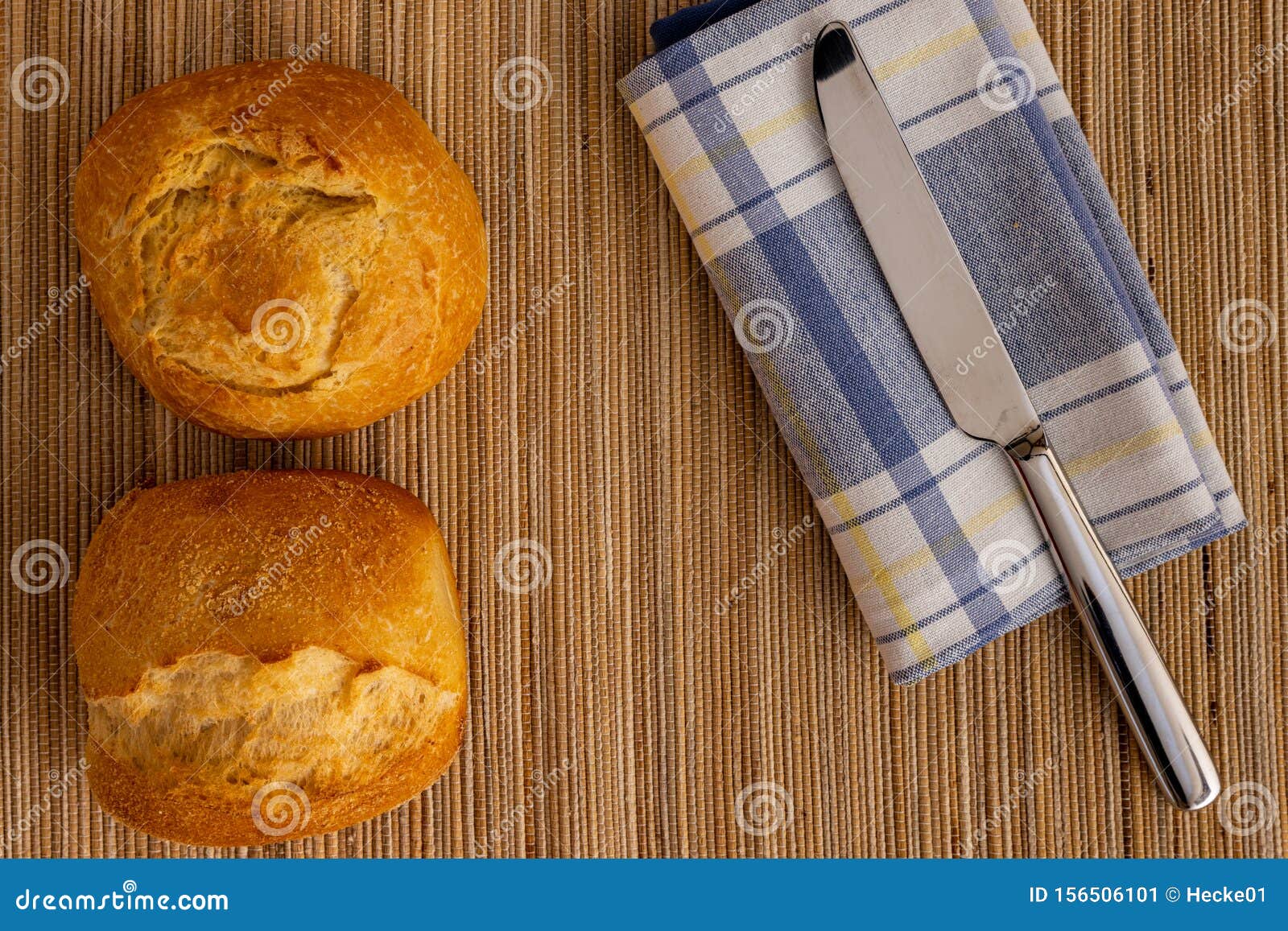 Breakfast with a Fresh Rustic Bun Stock Image - Image of bread, cake ...