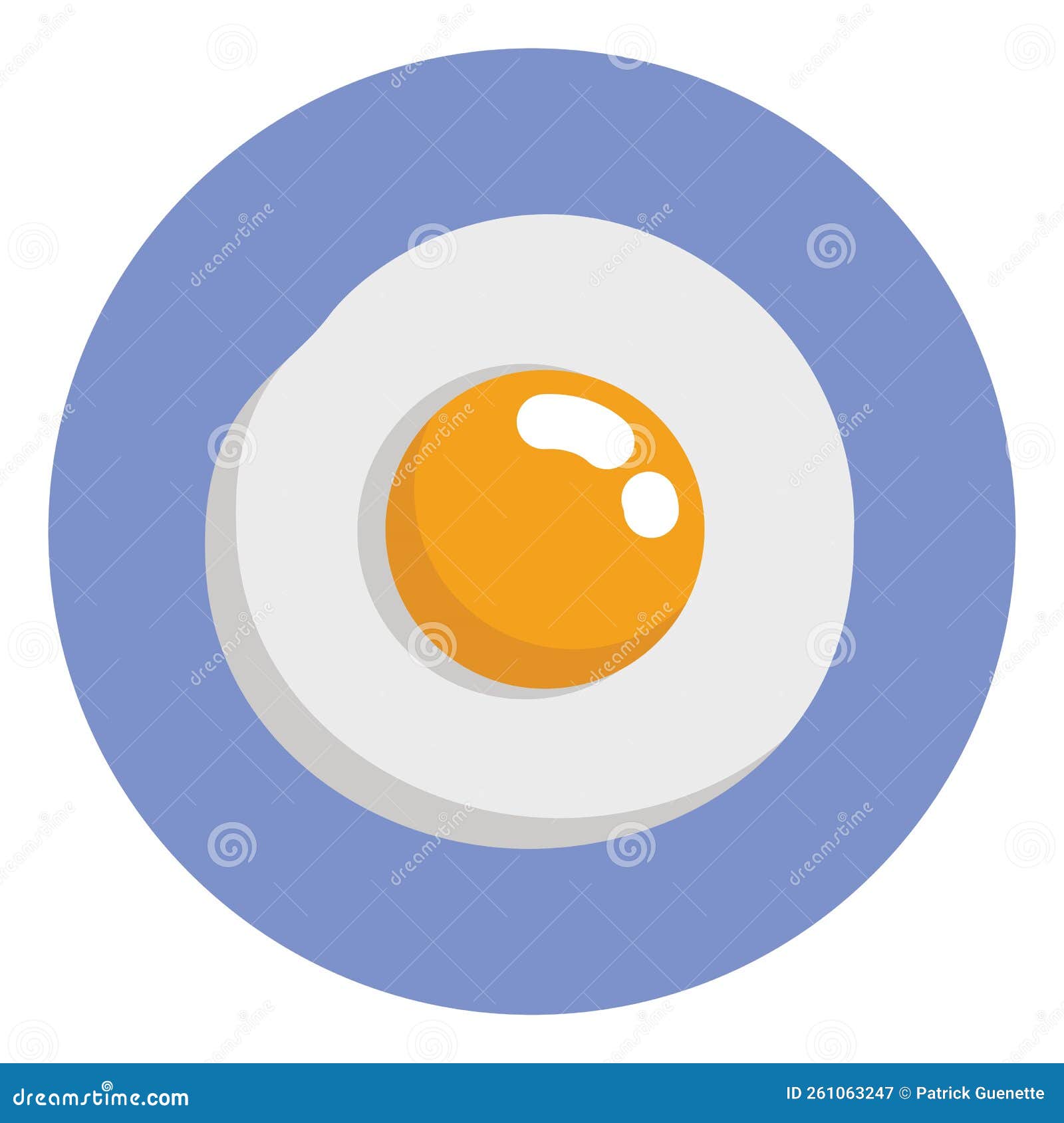 Breakfast fried egg, icon stock vector. Illustration of chicken - 261063247