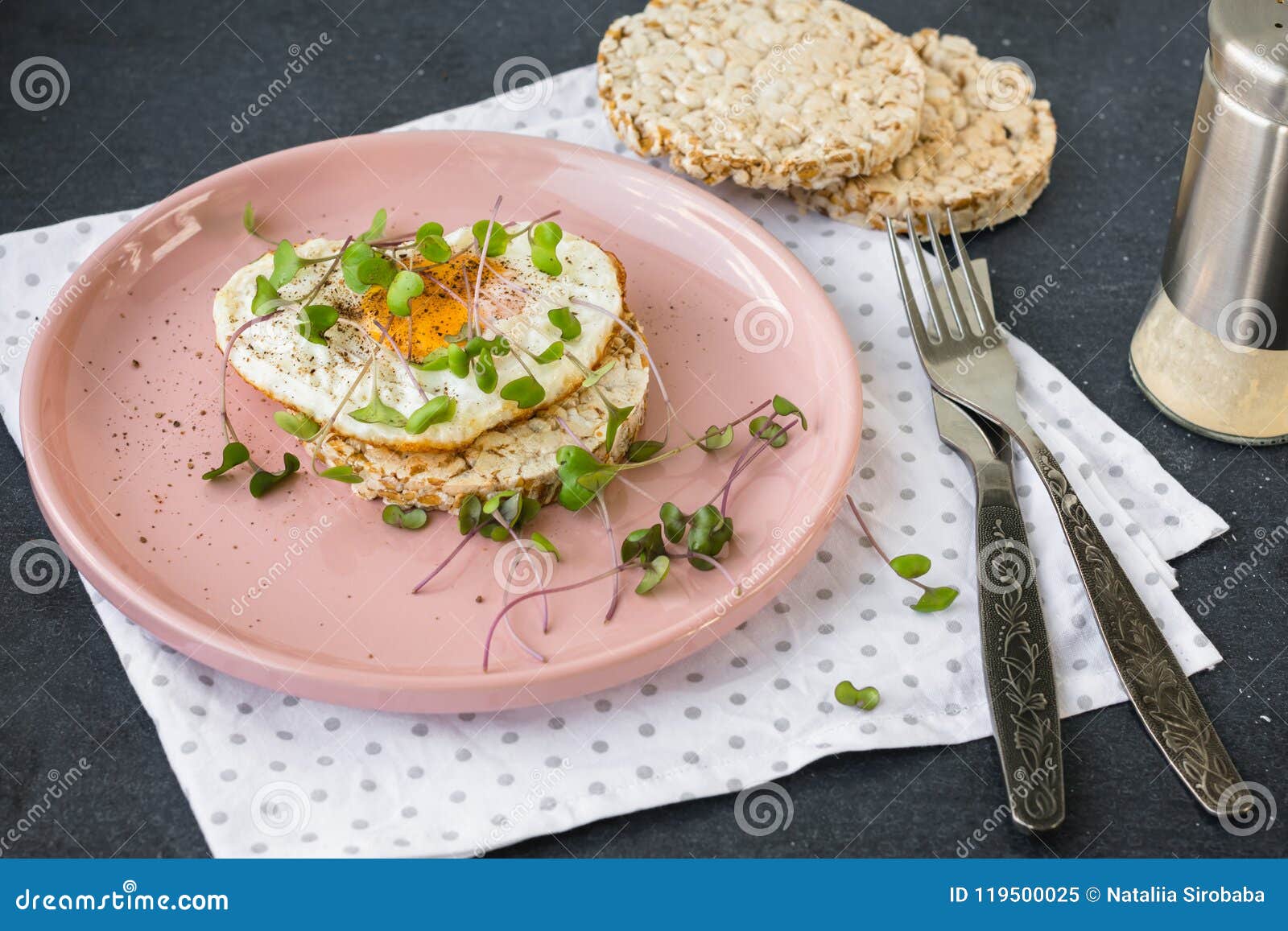 Breakfast Fried Egg, Micro Greens. Stock Image - Image of micro, food ...