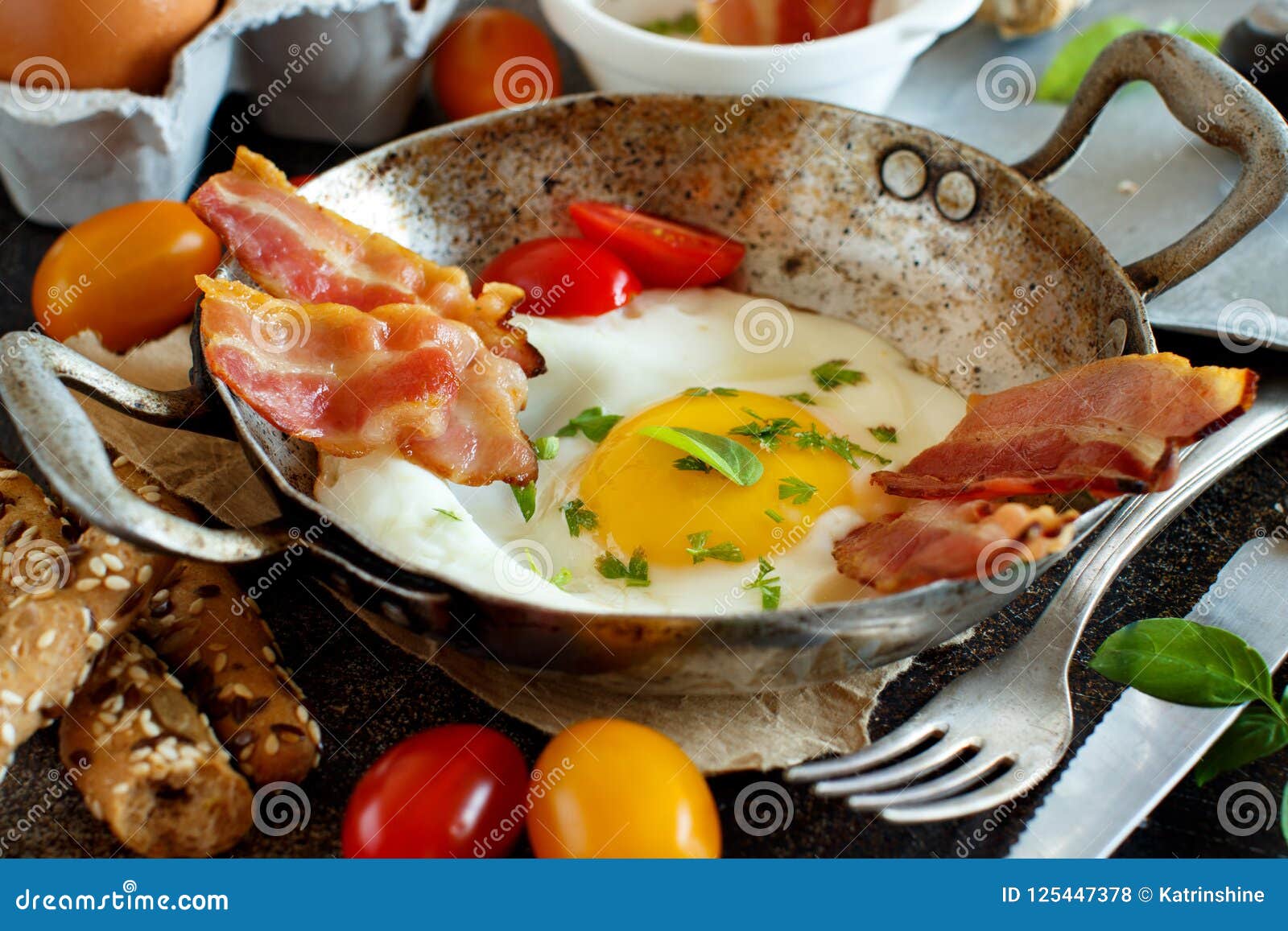Breakfast with Fried Eggs and Bacon - Continental Breakfast Stock Photo ... Breakfast with Fried Eggs and Bacon - Continental Breakfast Stock Photo ...