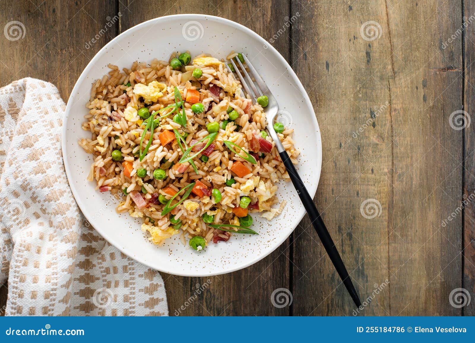Breakfast Fried Rice with Eggs and Bacon Stock Photo - Image of asian ...