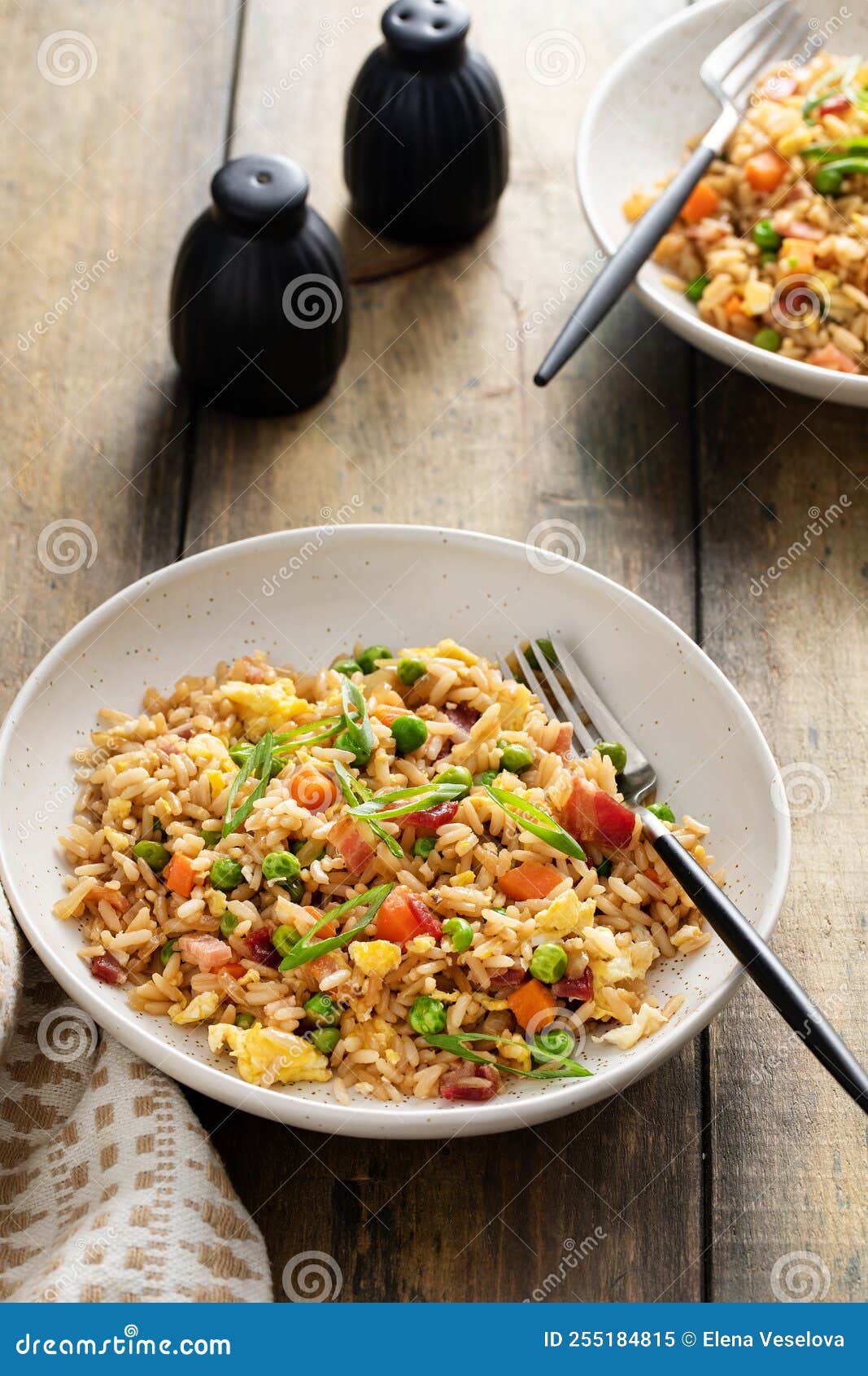 Breakfast Fried Rice with Eggs and Bacon Stock Image - Image of dish ...