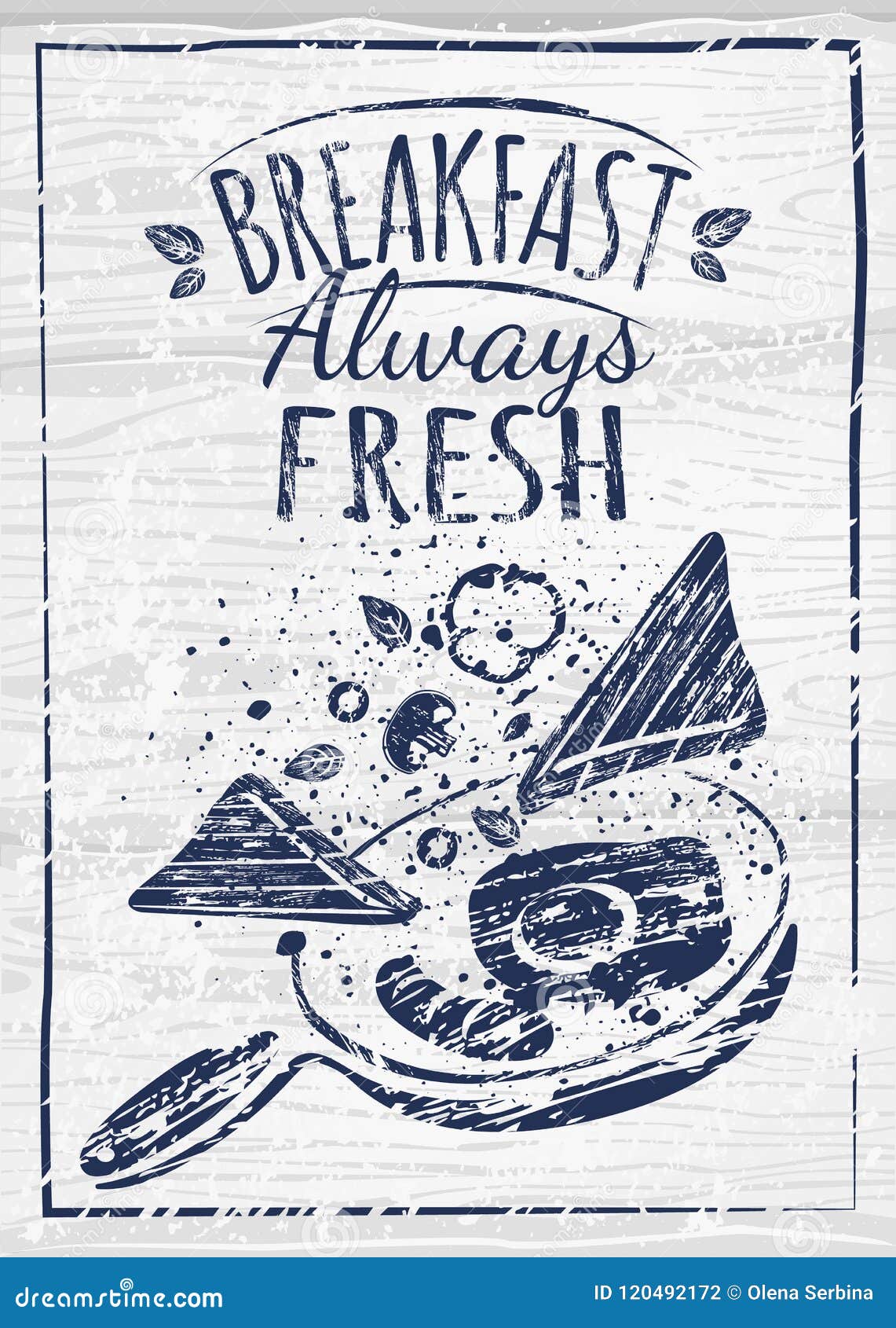 Breakfast poster stock vector. Illustration of fried - 120492172