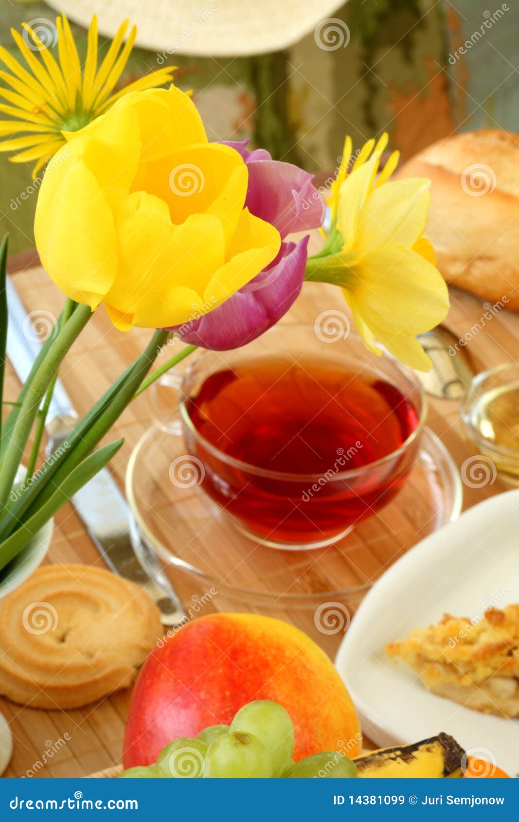 Breakfast in the garden. stock image. Image of brown - 14381099