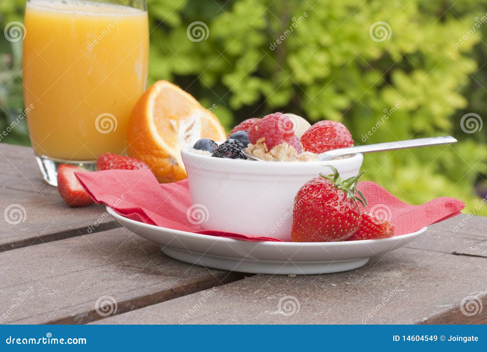 Breakfast in the garden stock image. Image of fitness - 14604549