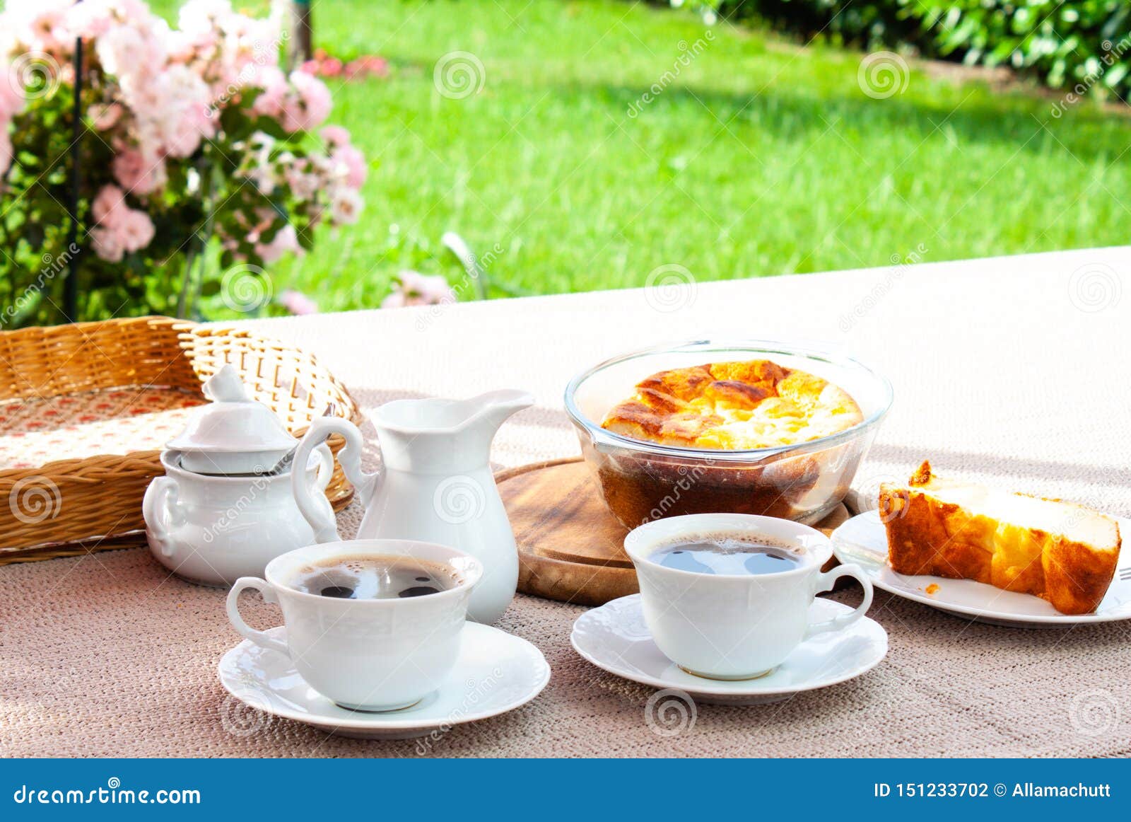 Breakfast in garden stock photo. Image of natural, bread - 151233702