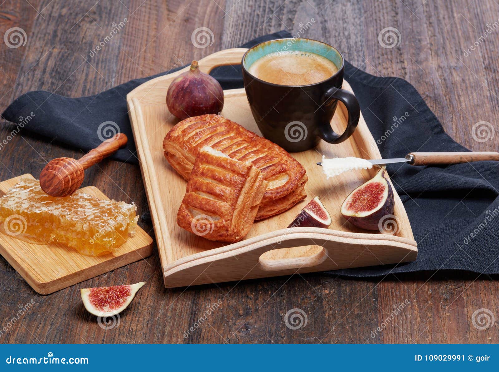 Breakfast on wooden table stock image. Image of sweet - 109029991