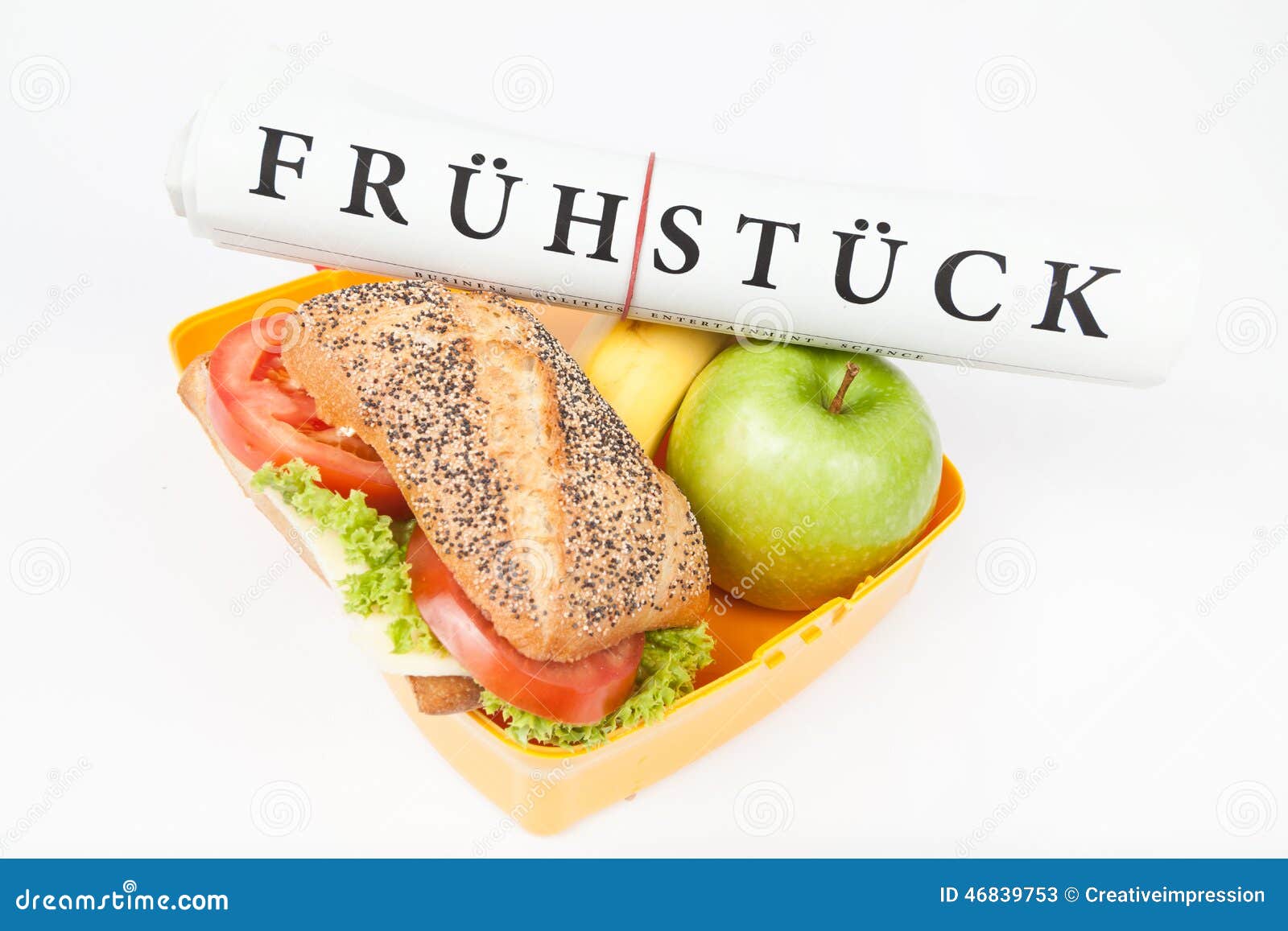 Breakfast (german) and Lunch Box Stock Image - Image of written, white ...