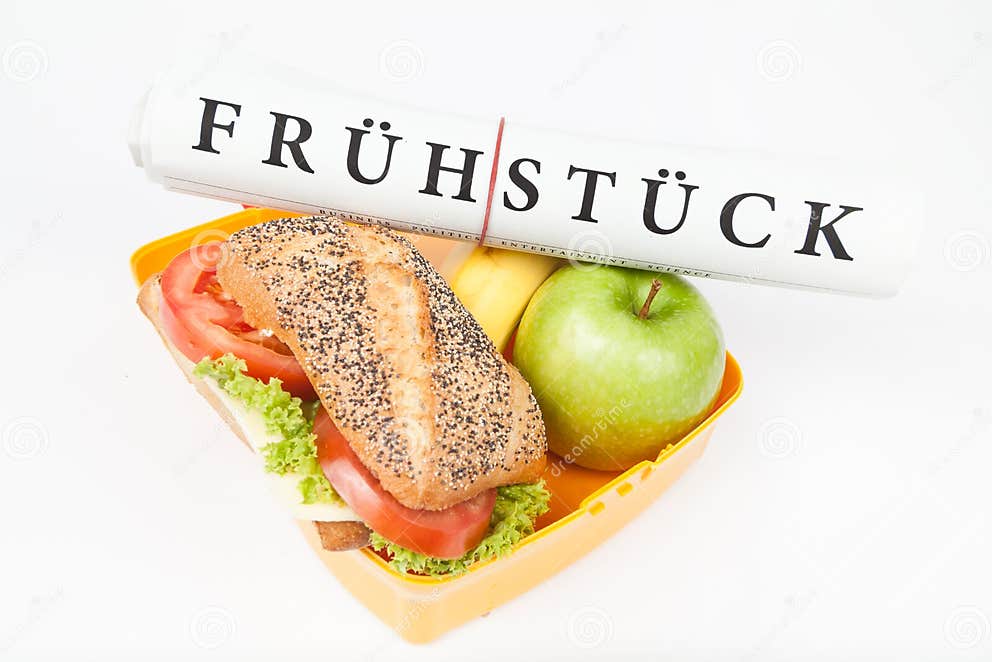 Breakfast (german) and Lunch Box Stock Image - Image of written, white ...