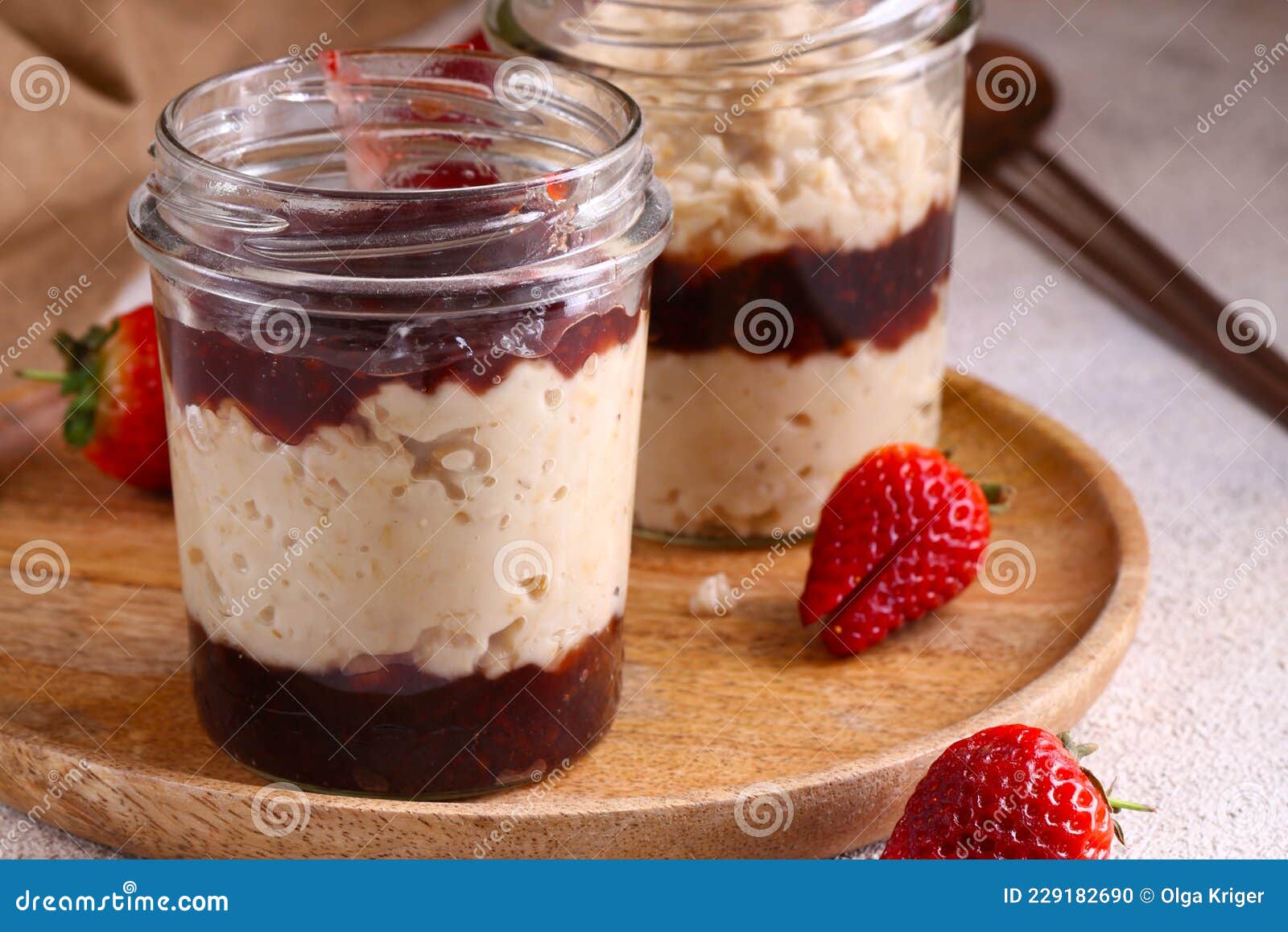 Porridge with jam stock photo. Image of berries, snack - 229182690