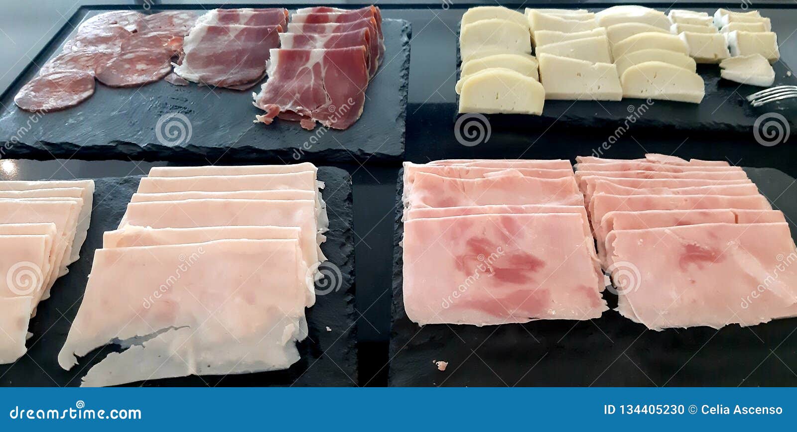 Ham and Cheese Blackboard Tables Stock Photo - Image of plates, table ...