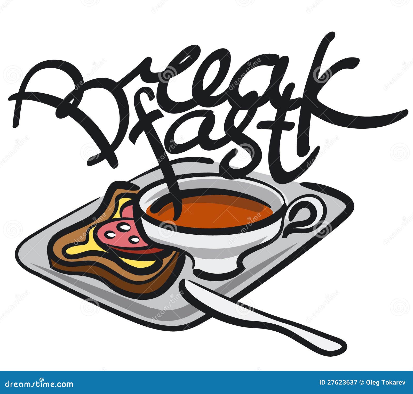 Breakfast handwriting stock illustration. Illustration of sandwich ...