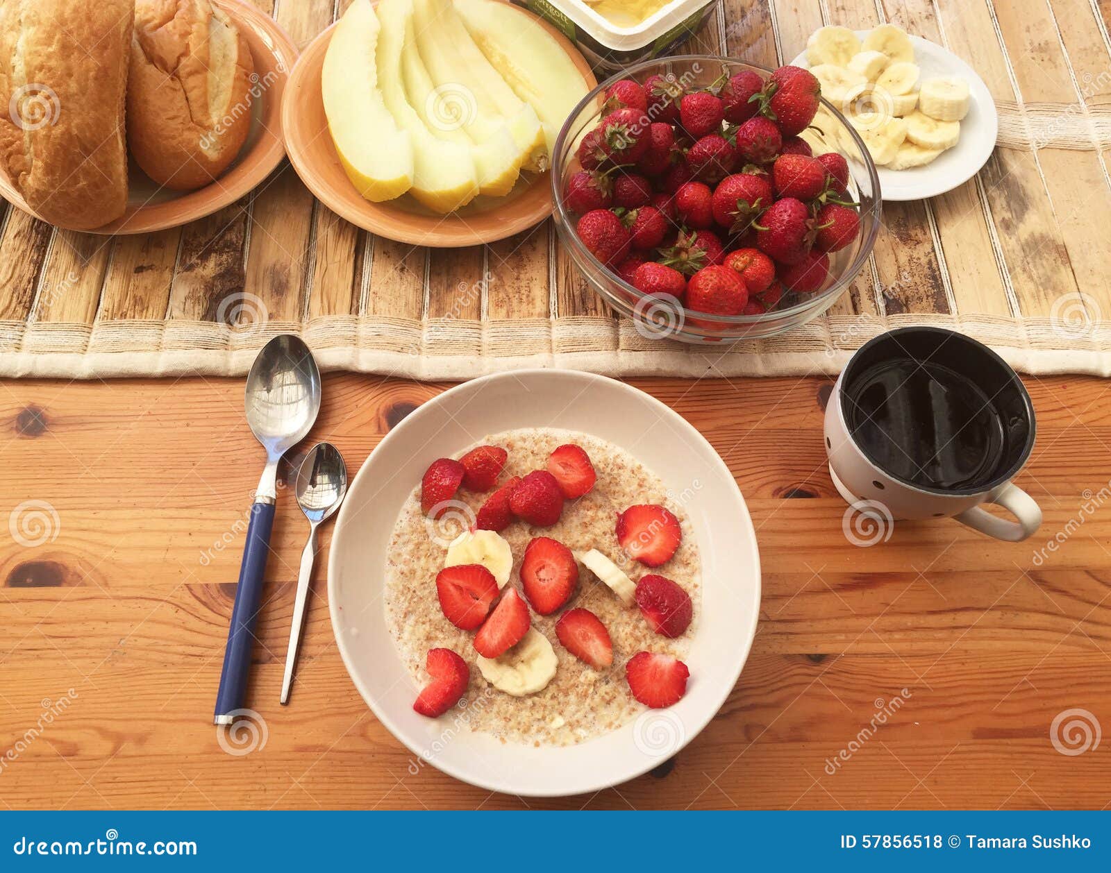Breakfast stock photo. Image of focus, meal, melon, biscuit - 57856518