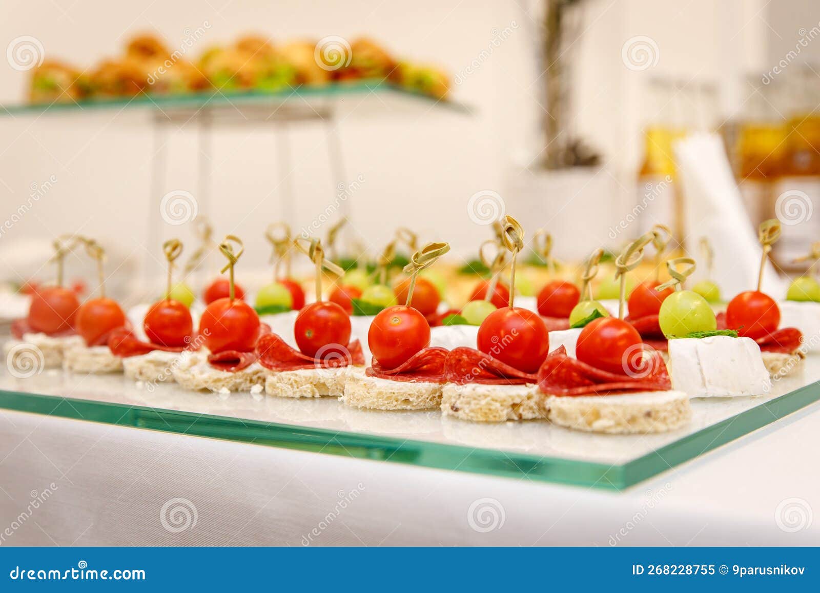 Breakfast in the Hotel. Canape with Cherry Tomatoes. Stock Image ...