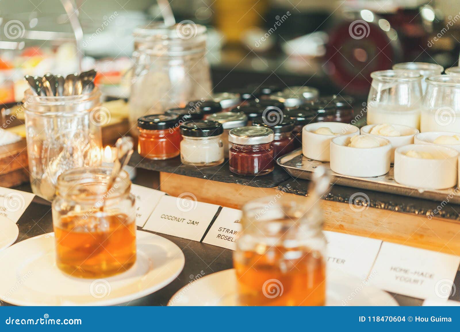 Breakfast in Hotel. Honey and Jam on the Table Stock Photo - Image of ...