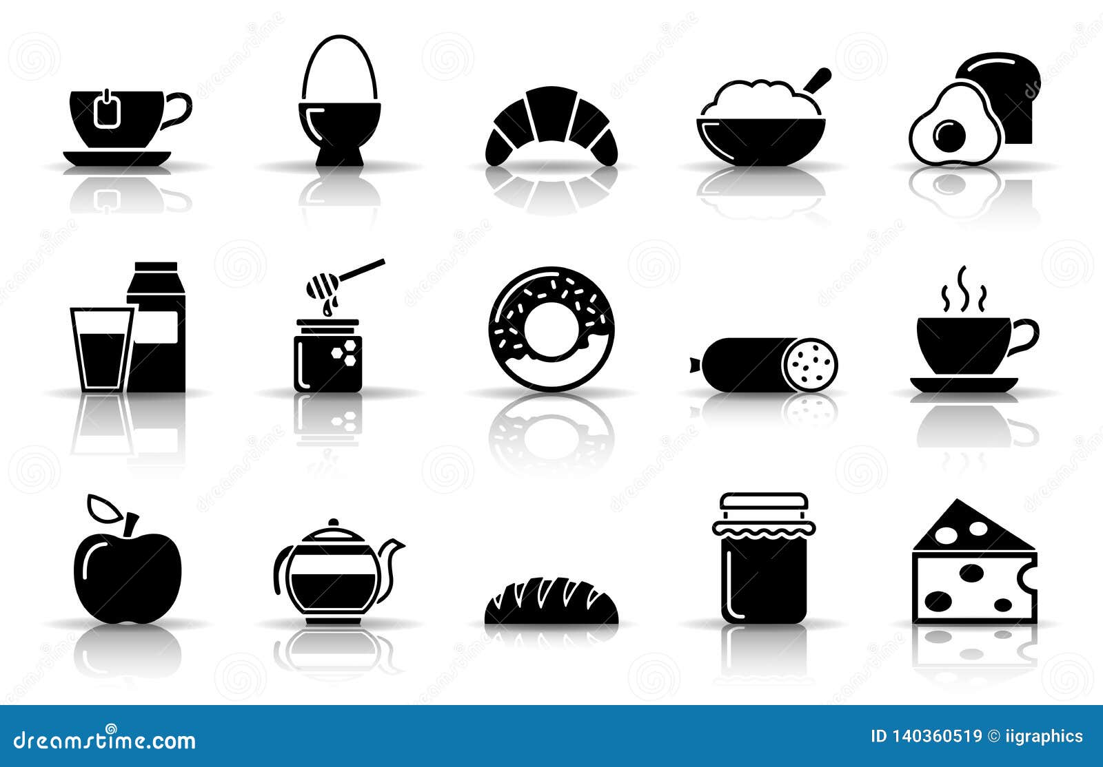 Breakfast icon set stock illustration. Illustration of bowl - 140360519
