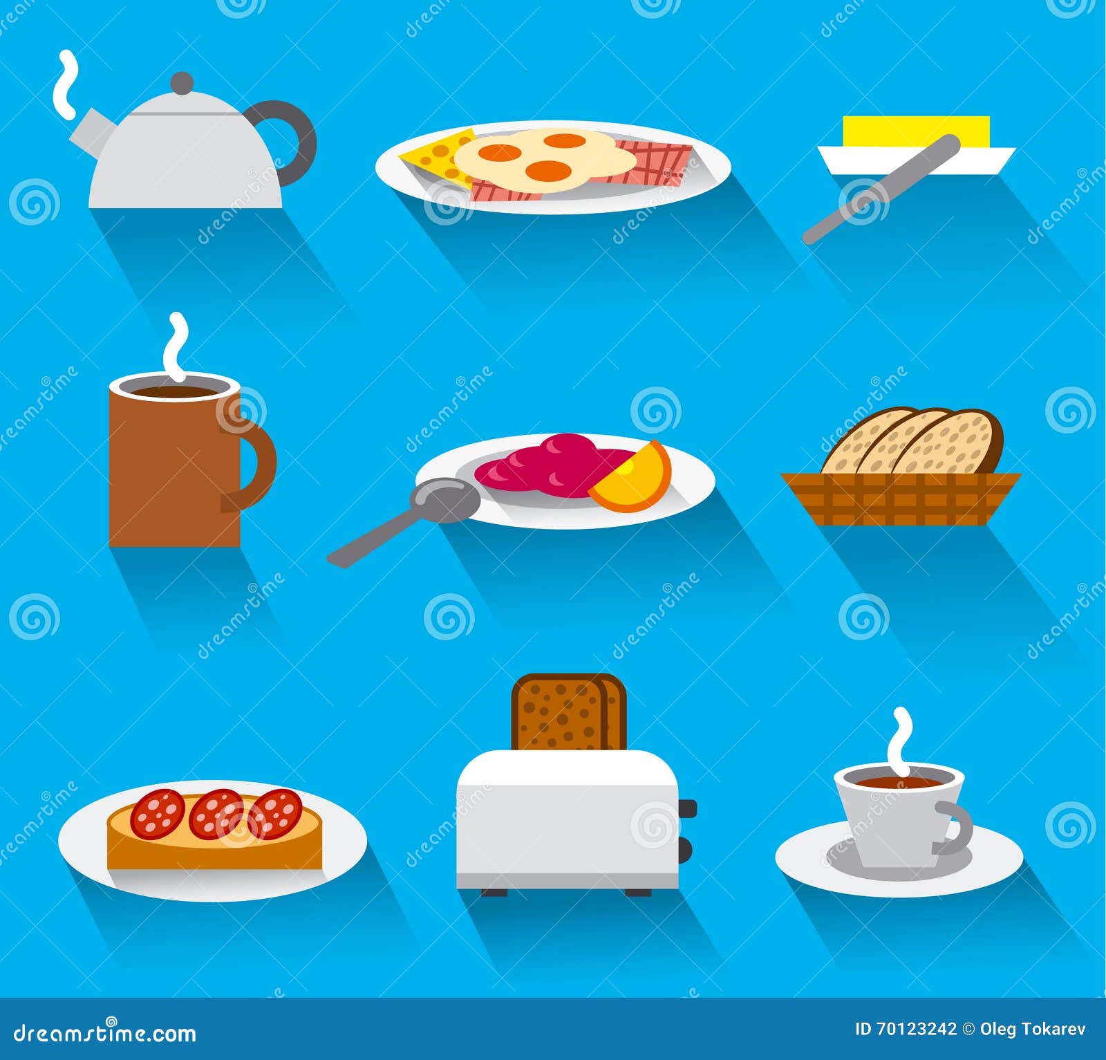 Breakfast icon set stock illustration. Illustration of butter - 70123242