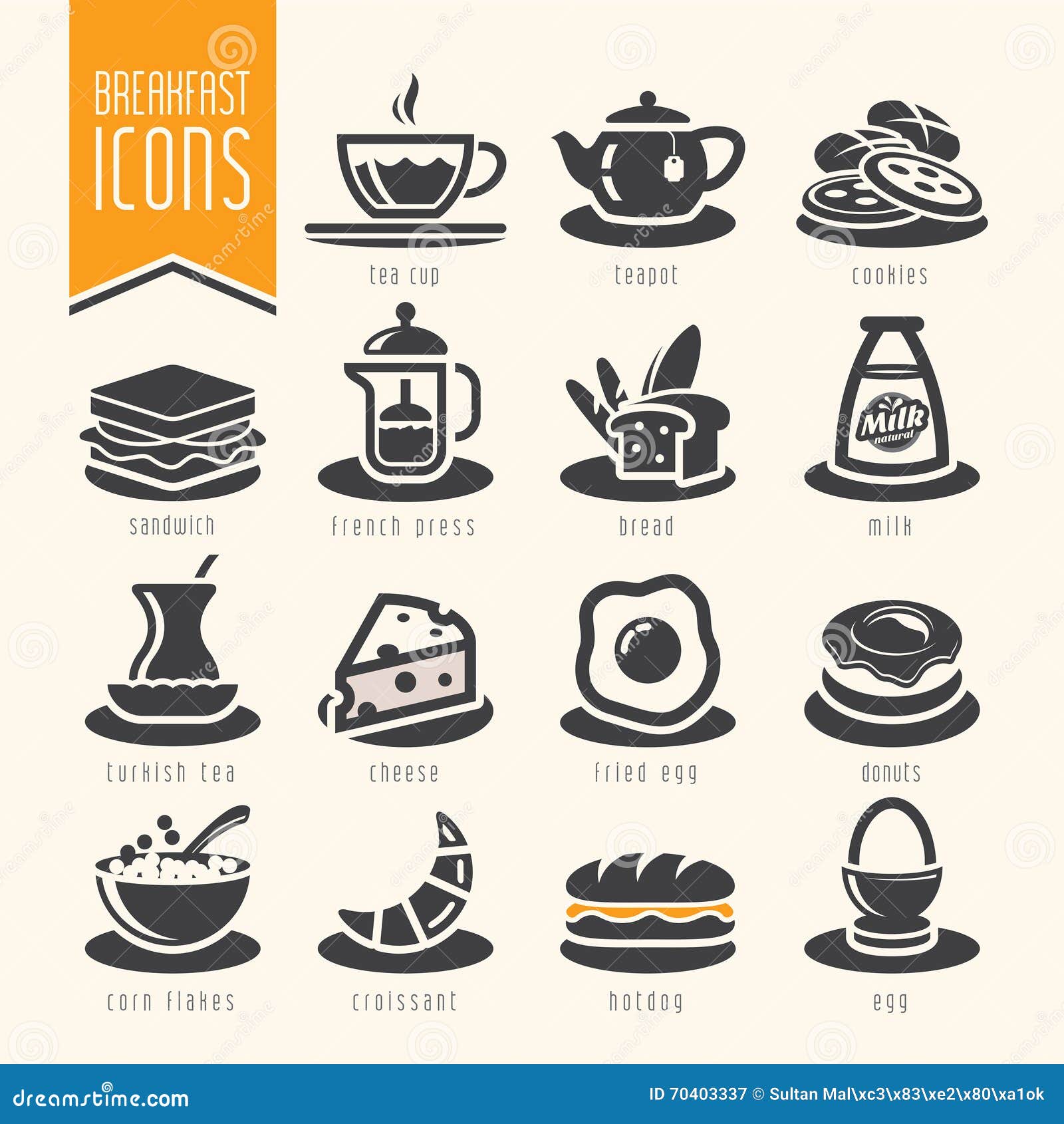 Breakfast icon set stock vector. Illustration of drink - 70403337