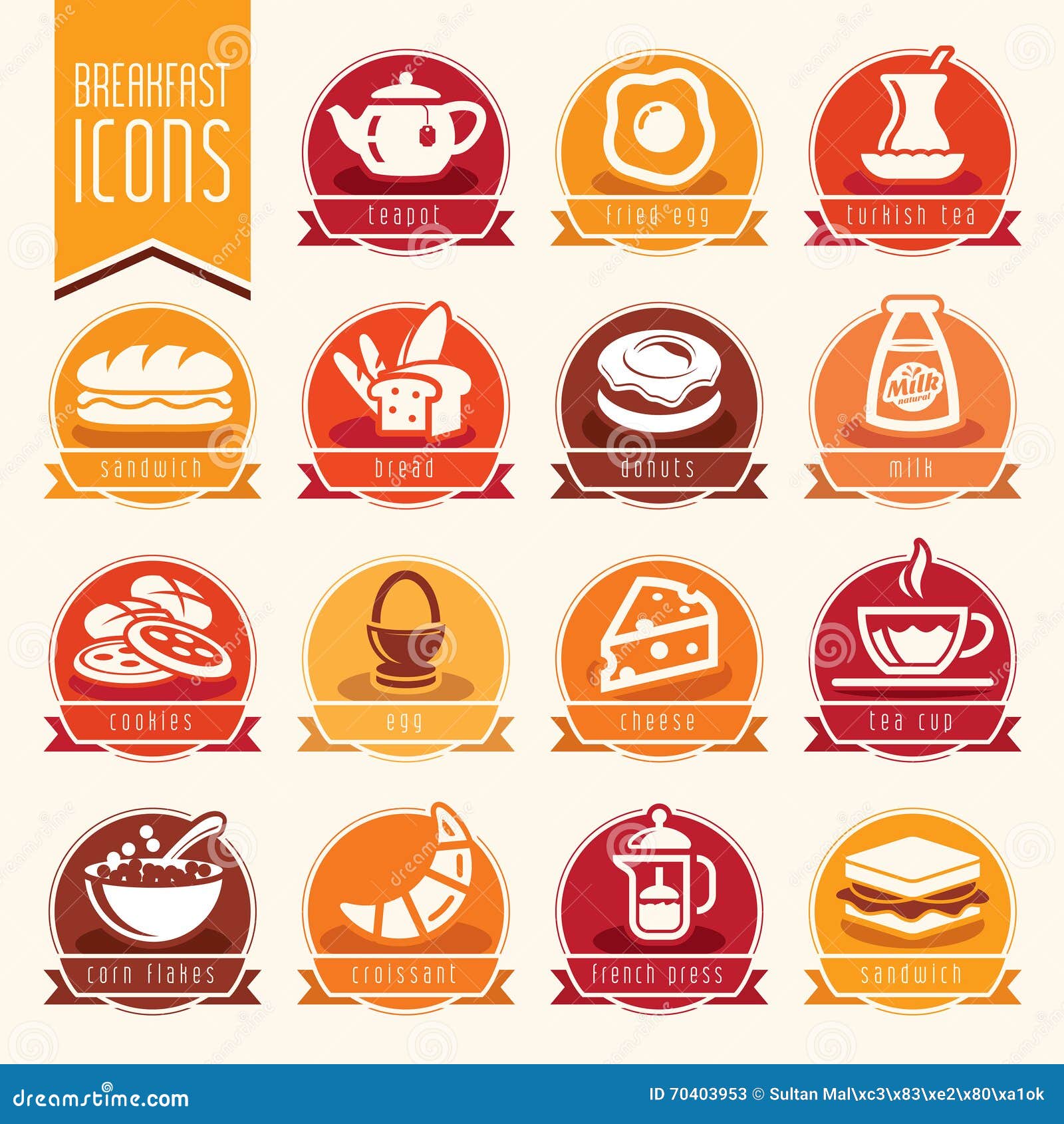 Breakfast icon set stock vector. Illustration of bread - 70403953