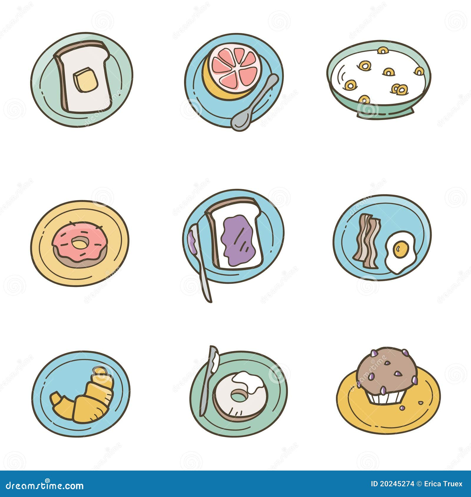 Breakfast Icons stock vector. Illustration of toast, icon - 20245274