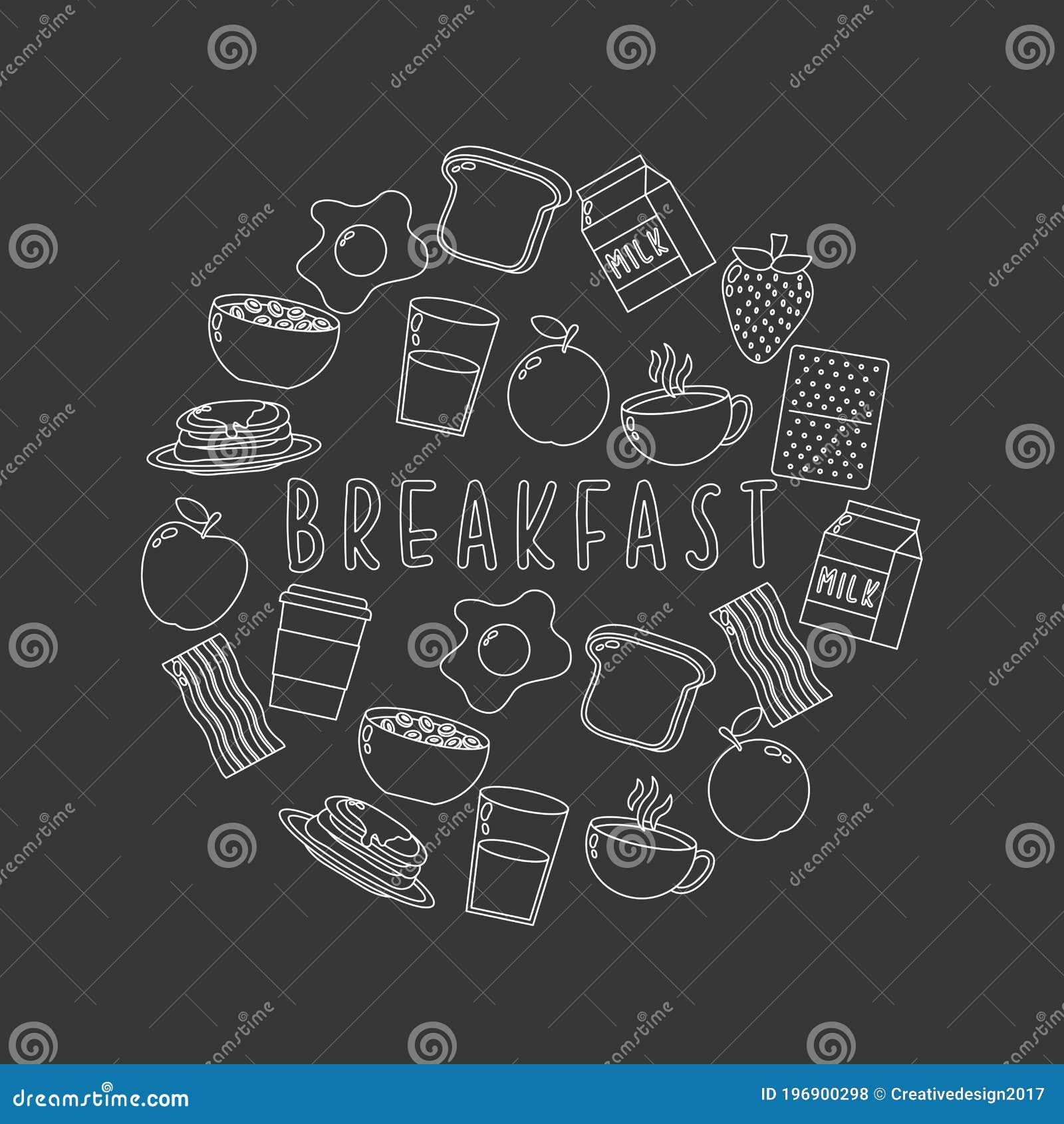 Breakfast icons outline stock vector. Illustration of pancakes - 196900298