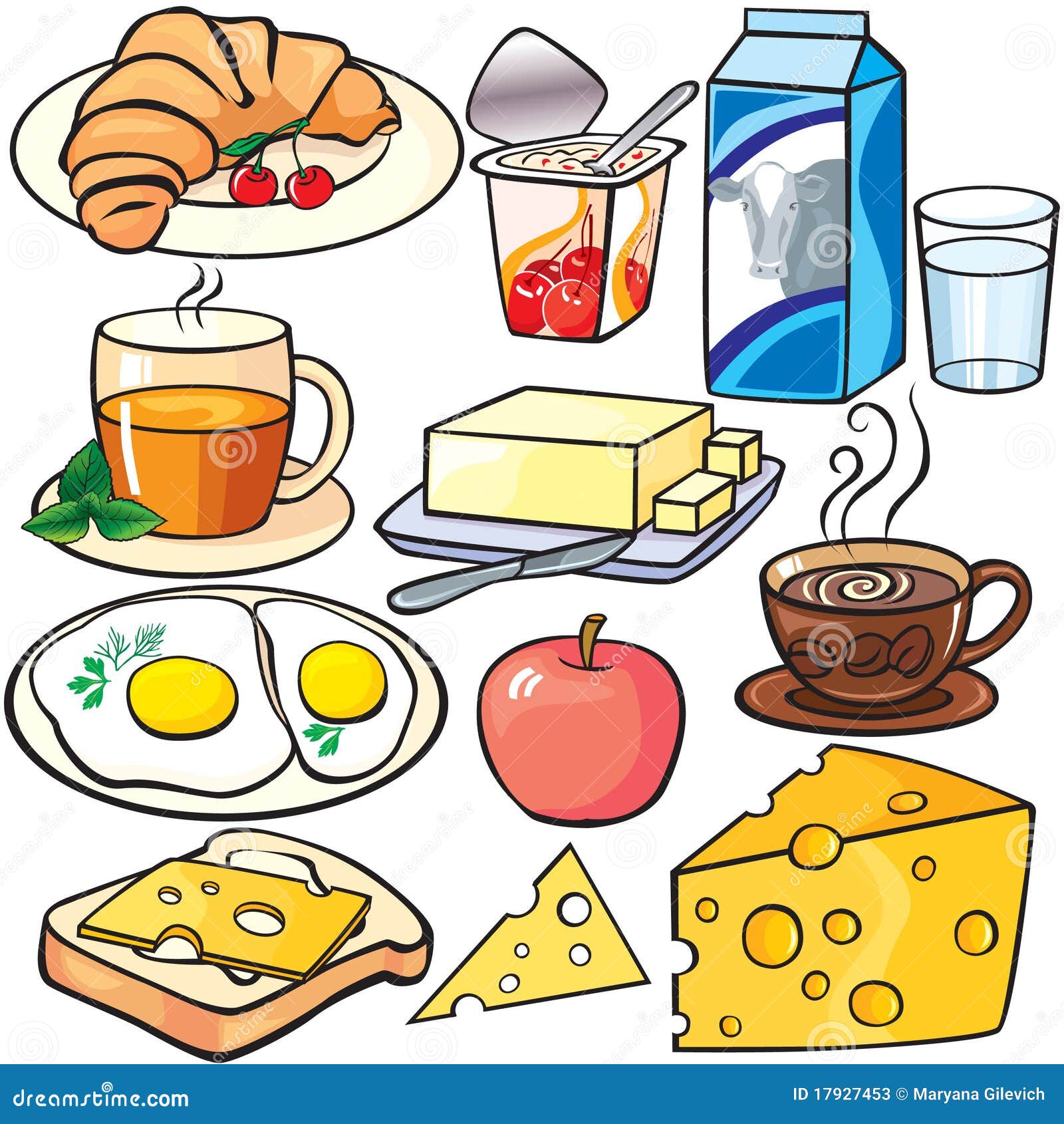 Breakfast icons set stock vector. Illustration of butter - 17927453