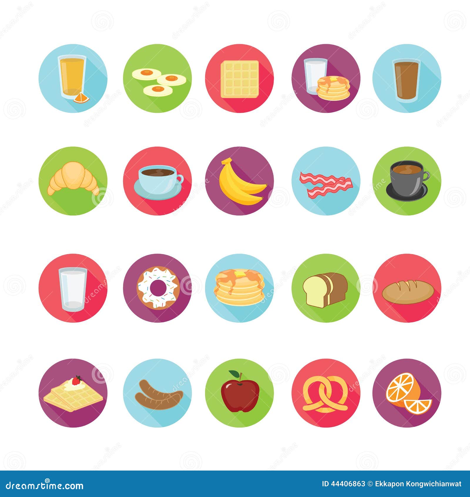 Breakfast icons set. stock vector. Illustration of coffee - 44406863