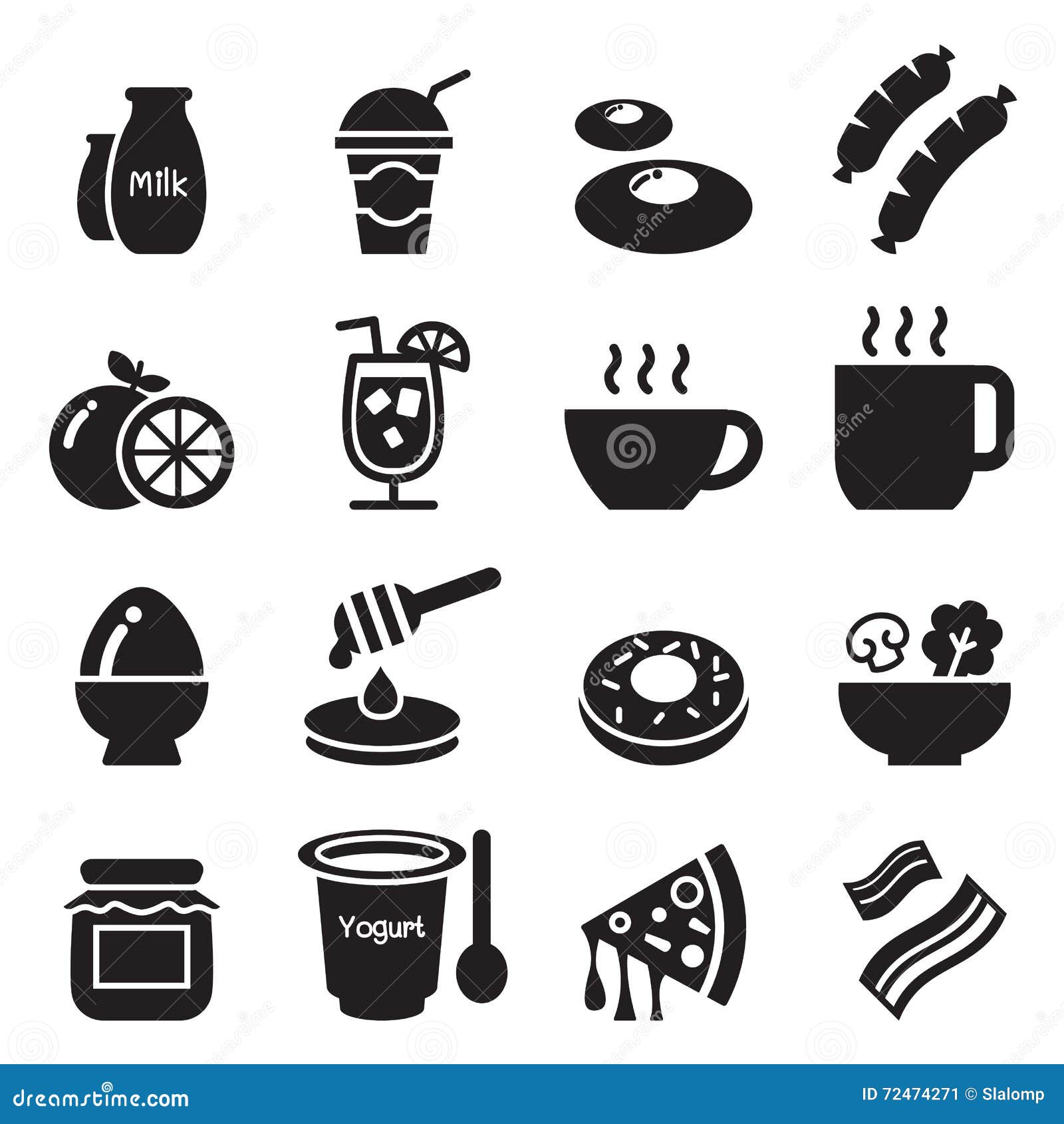 Breakfast icons set1 stock illustration. Illustration of juice - 72474271