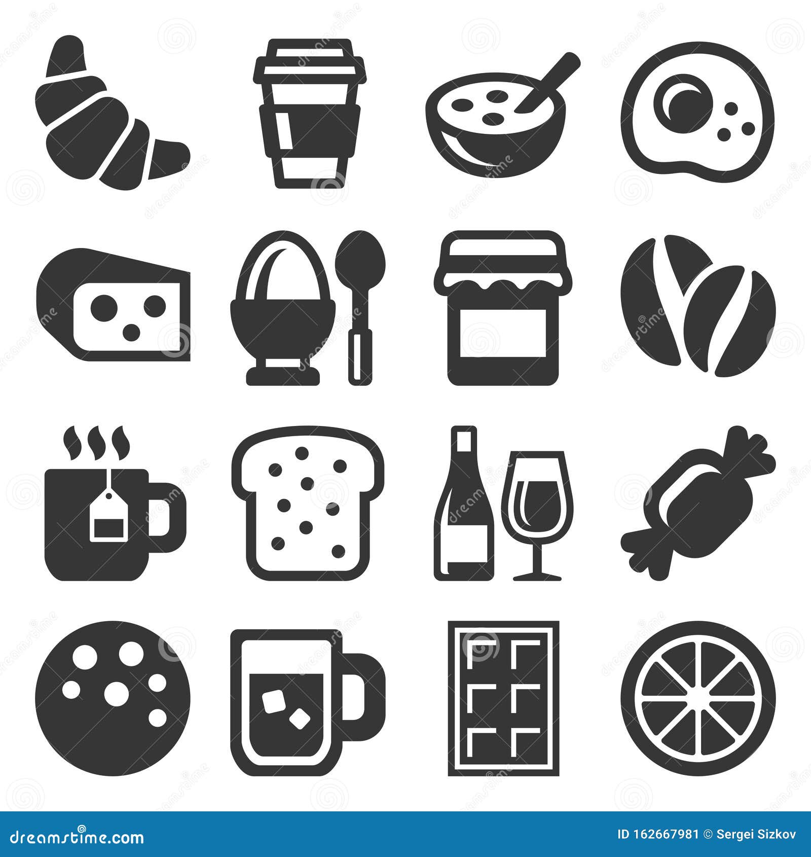 Breakfast Icons Set on White Background. Vector Stock Vector ...