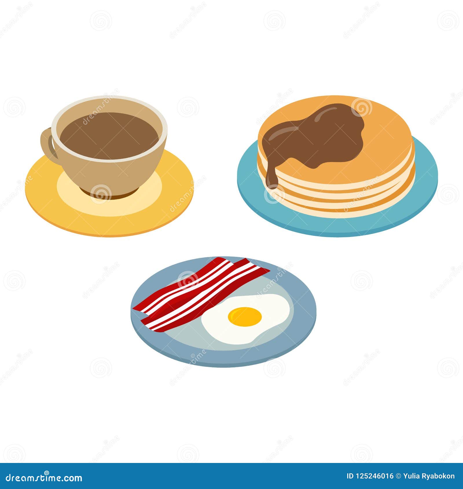 Breakfast Isometric 3d Icon Stock Illustration - Illustration of bacon ...