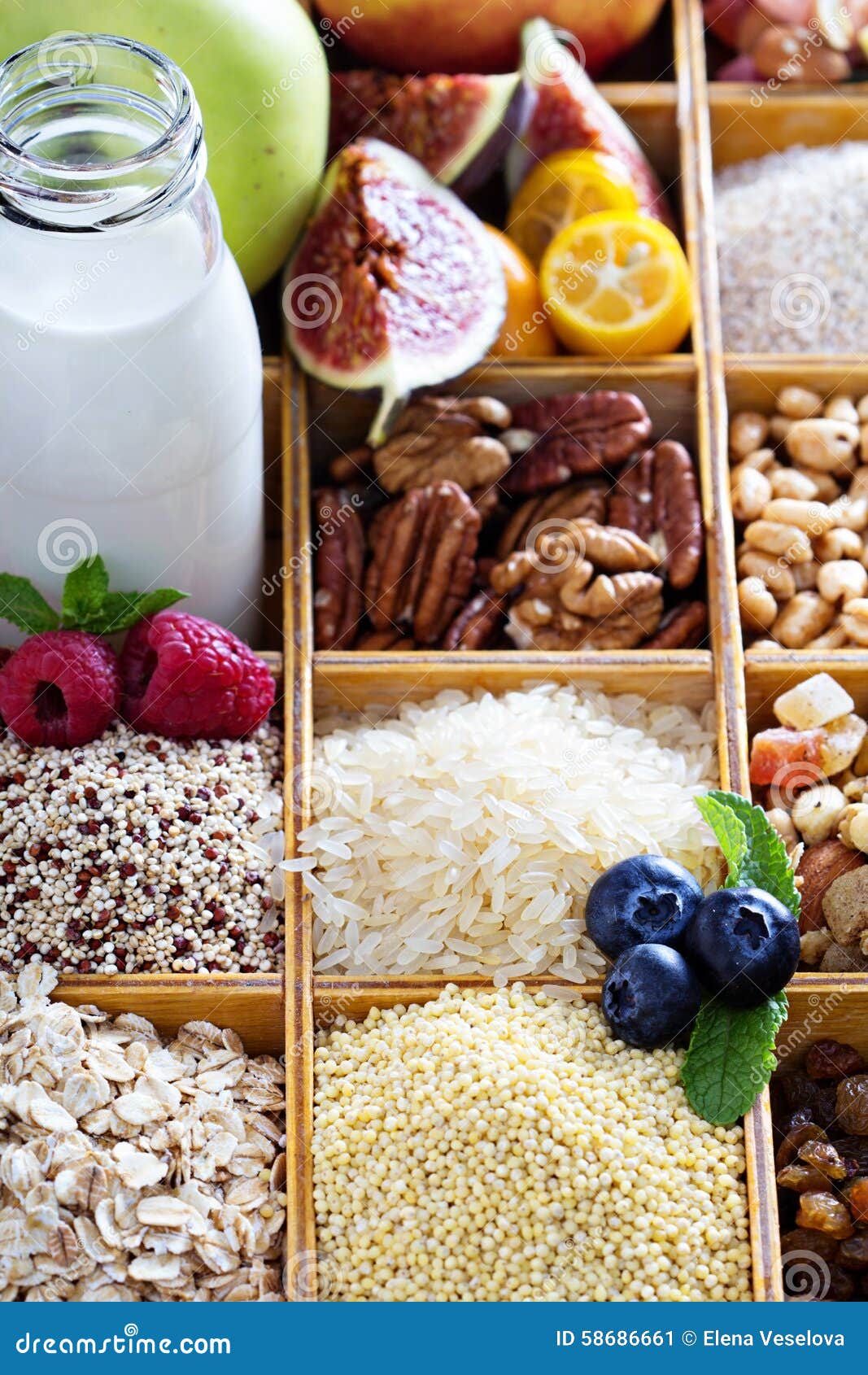 Breakfast Items in Wooden Box Stock Image - Image of citrus, delicious ...