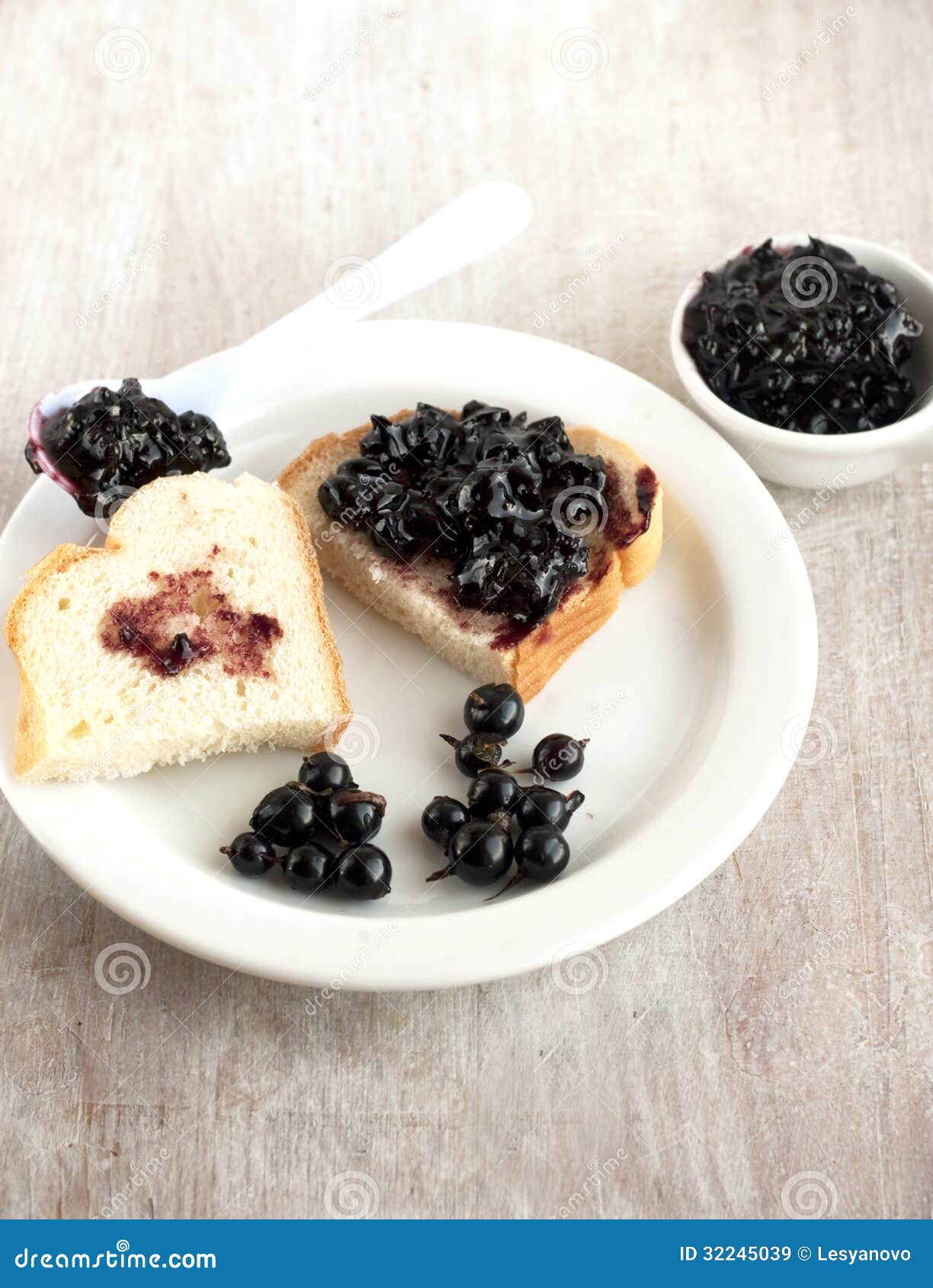 Breakfast - Jam with Black Currants and Bread Stock Image - Image of ...