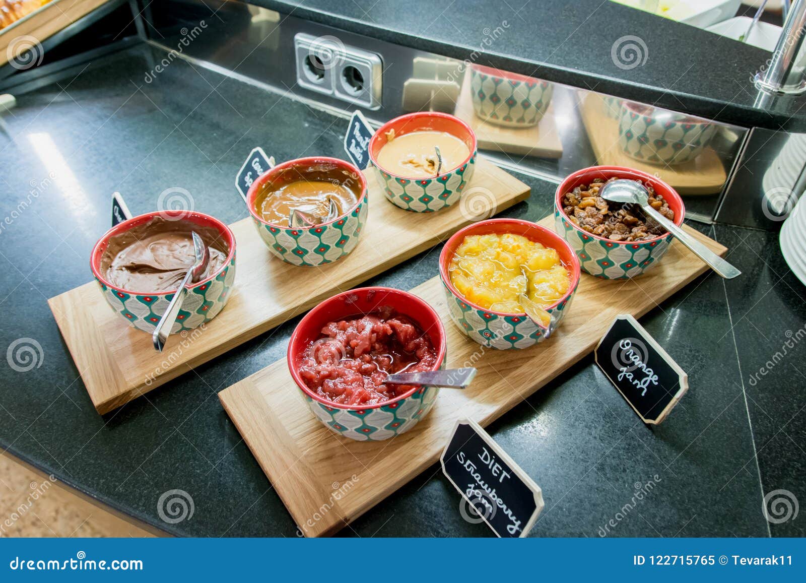 Breakfast Jam Breads in Hotel Restaurant Stock Image - Image of juice ...