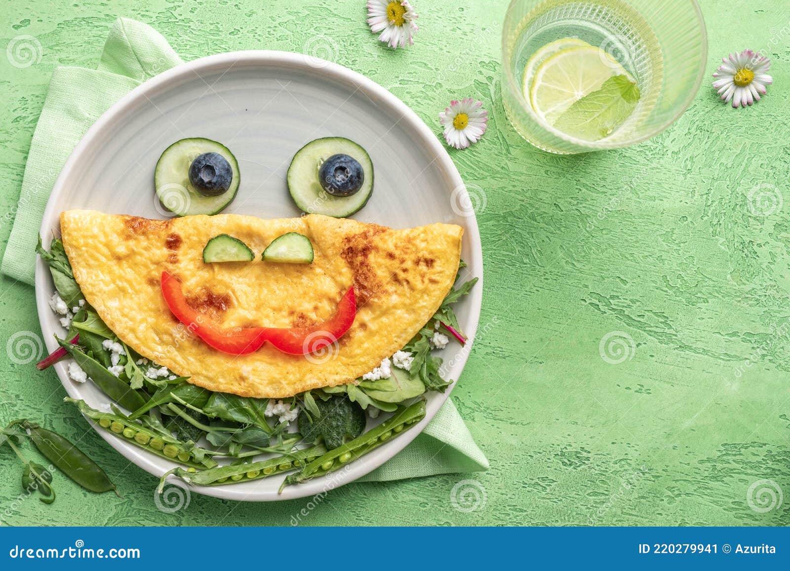 Breakfast for Kids - Frog Omelet Stock Image - Image of green, healthy ...