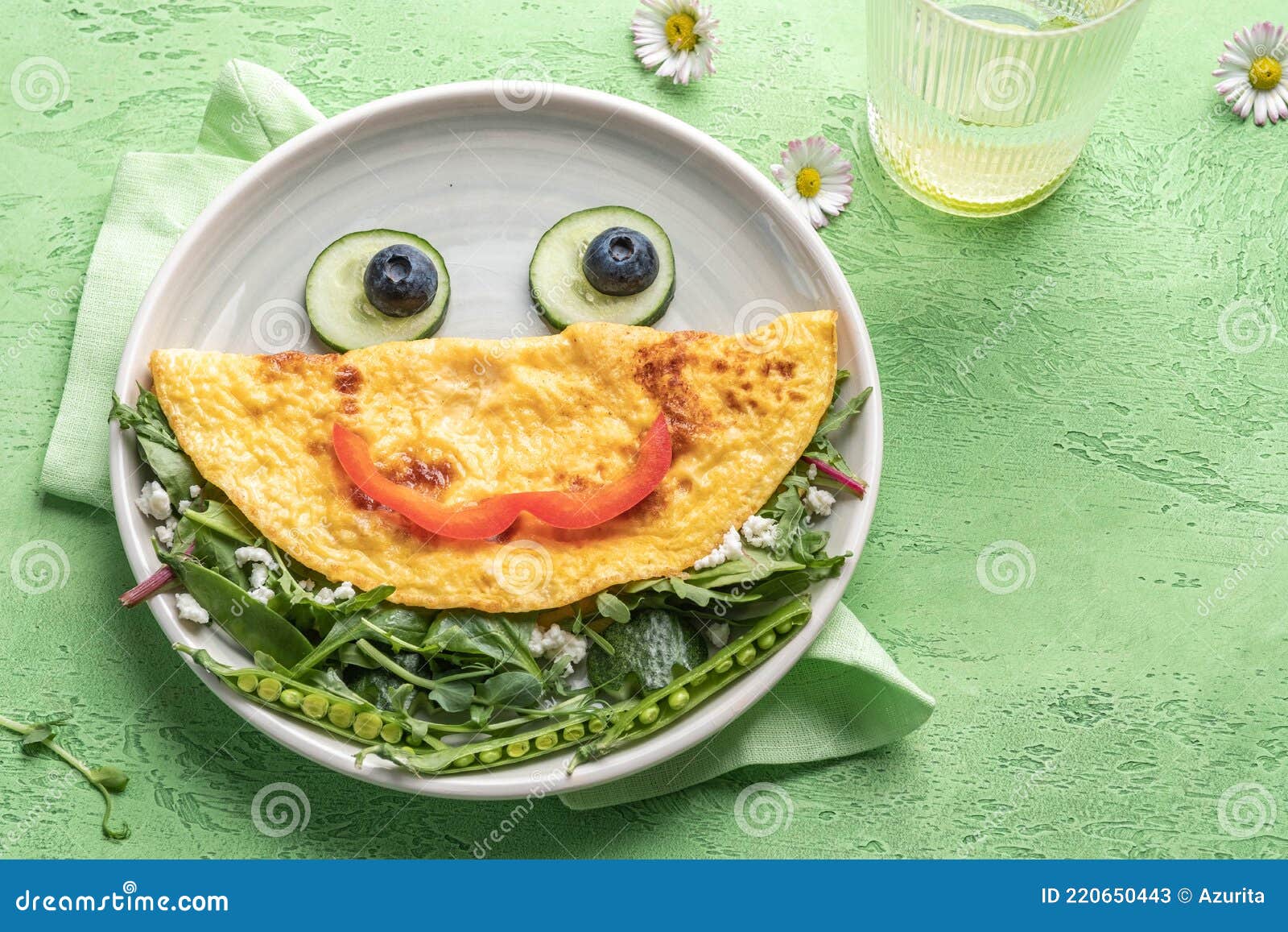 Breakfast for Kids - Frog Omelet Stock Image - Image of cucumber ...