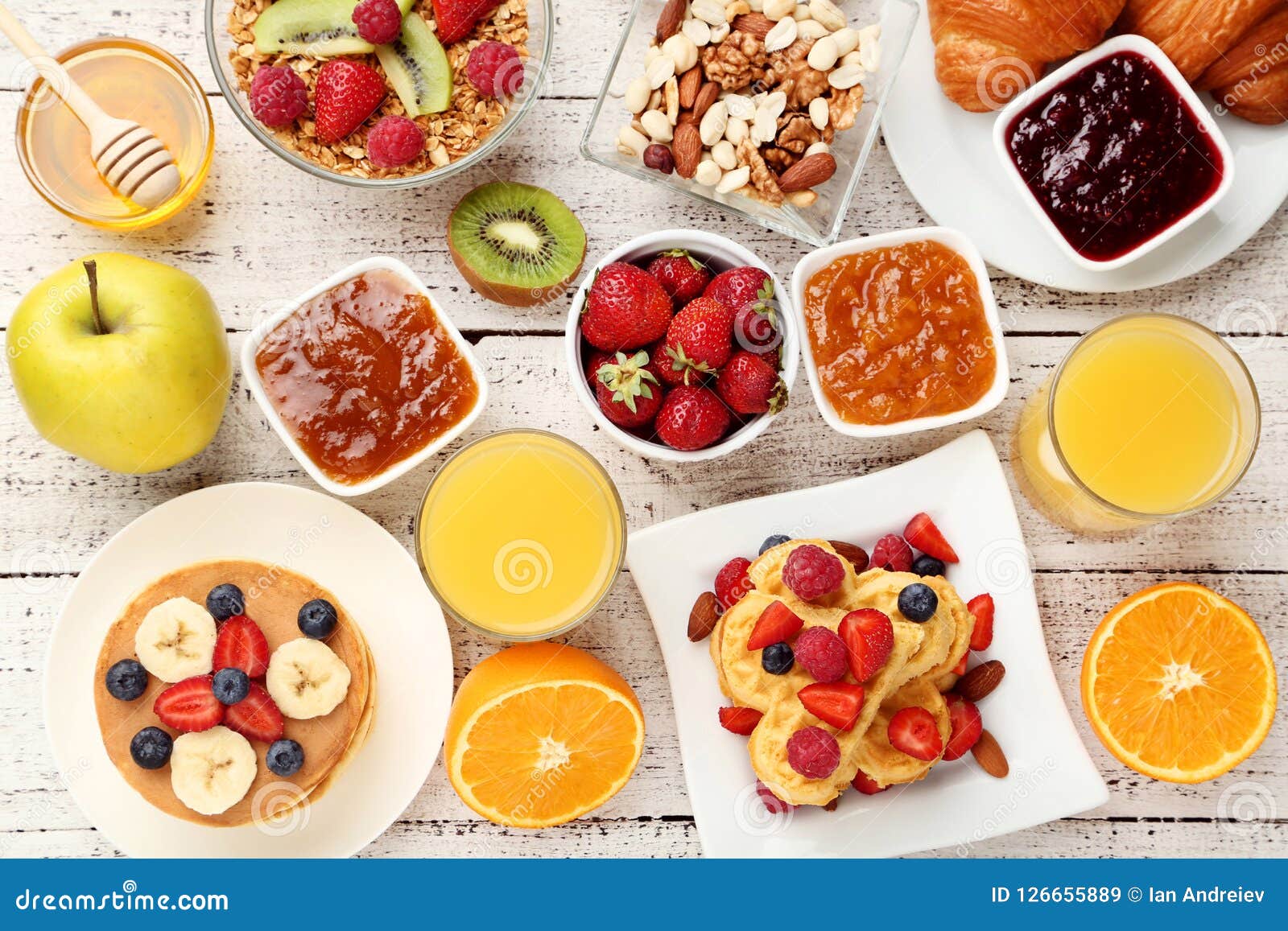 Breakfast on kitchen table stock image. Image of dessert - 126655889