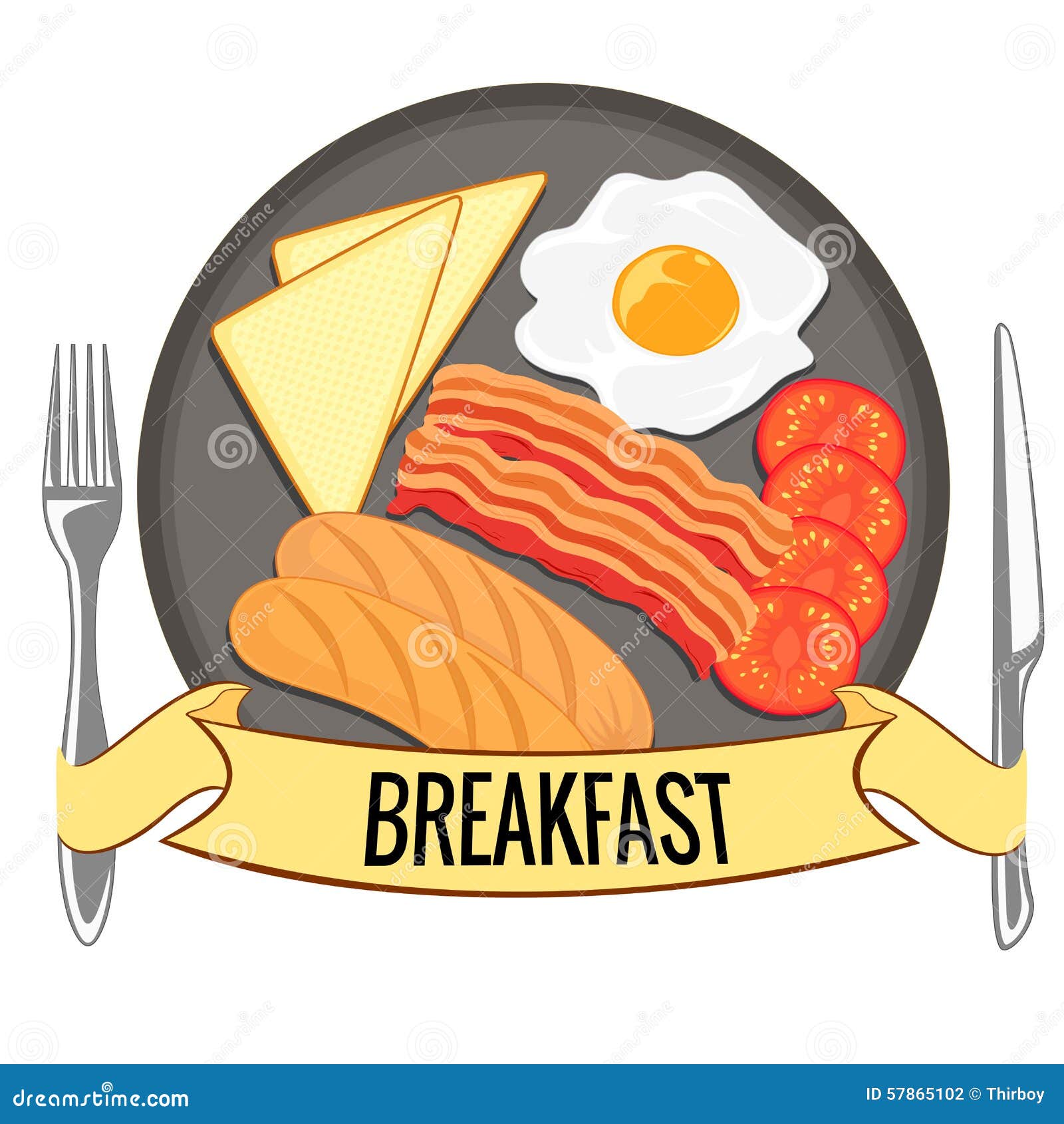 Breakfast label stock illustration. Illustration of food - 57865102