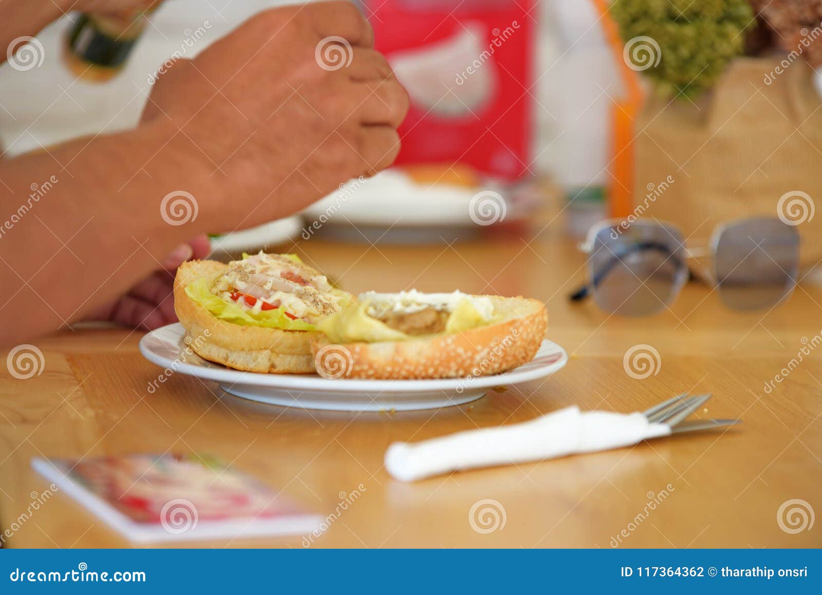 Breakfast and Light Refreshments Stock Photo - Image of burger, fast ...