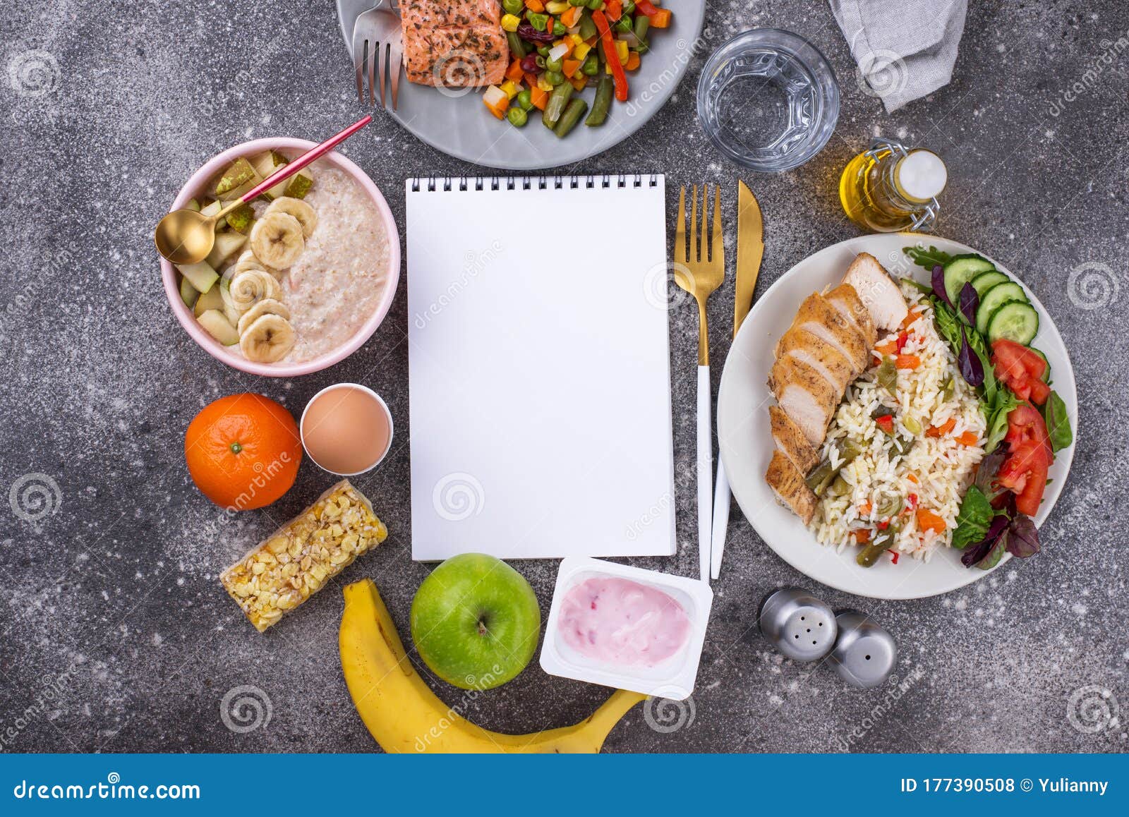 Breakfast, Lunch and Dinner. Balanced Menu Stock Photo - Image of carbs ...