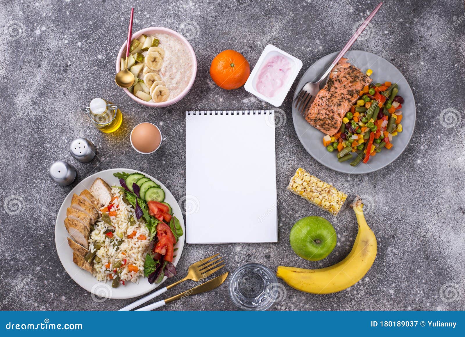 Breakfast, Lunch and Dinner. Balanced Menu Stock Image - Image of ...