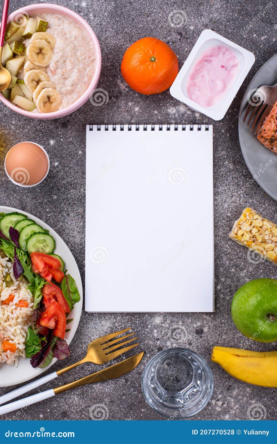 Breakfast, Lunch and Dinner. Balanced Menu Stock Photo - Image of ...