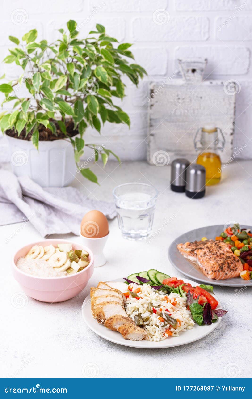 Breakfast, Lunch and Dinner. Day Menu Stock Image - Image of health ...