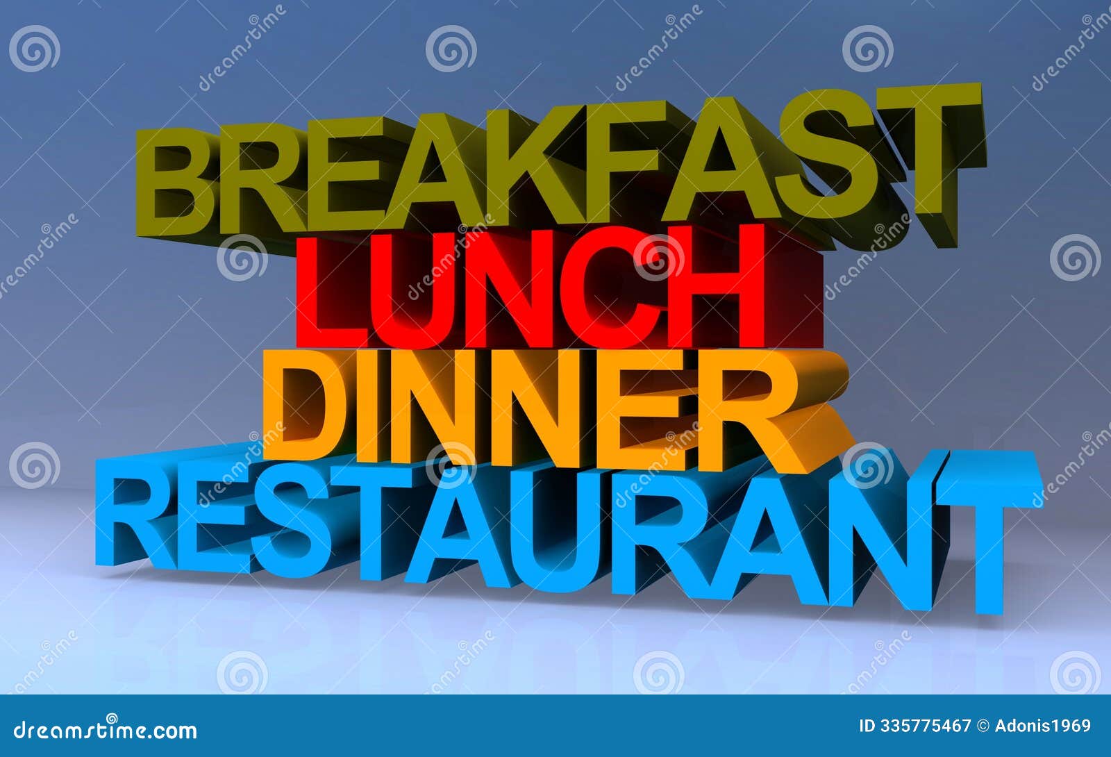 Breakfast Lunch Dinner Restaurant on Blue Stock Illustration ...