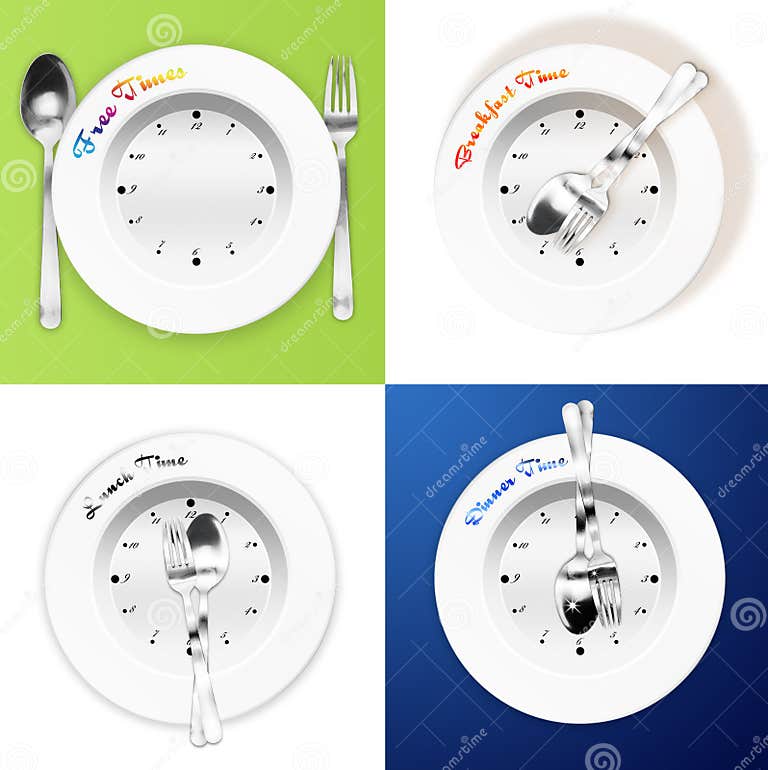 Breakfast, Lunch, Dinner Time Concept Stock Illustration - Illustration ...