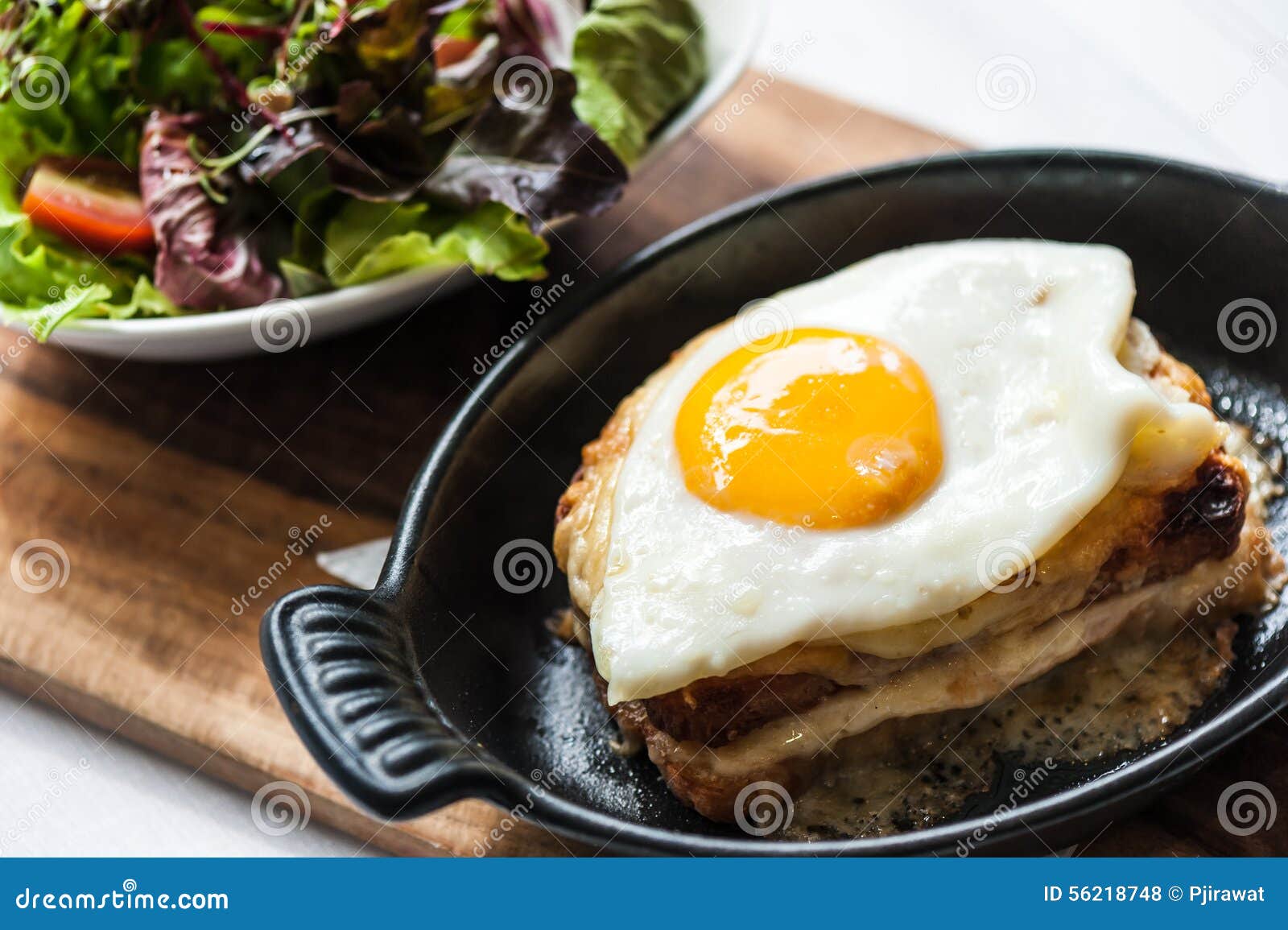 Breakfast Menu with Beautiful Fried Eggs and Bread Stock Photo - Image ...