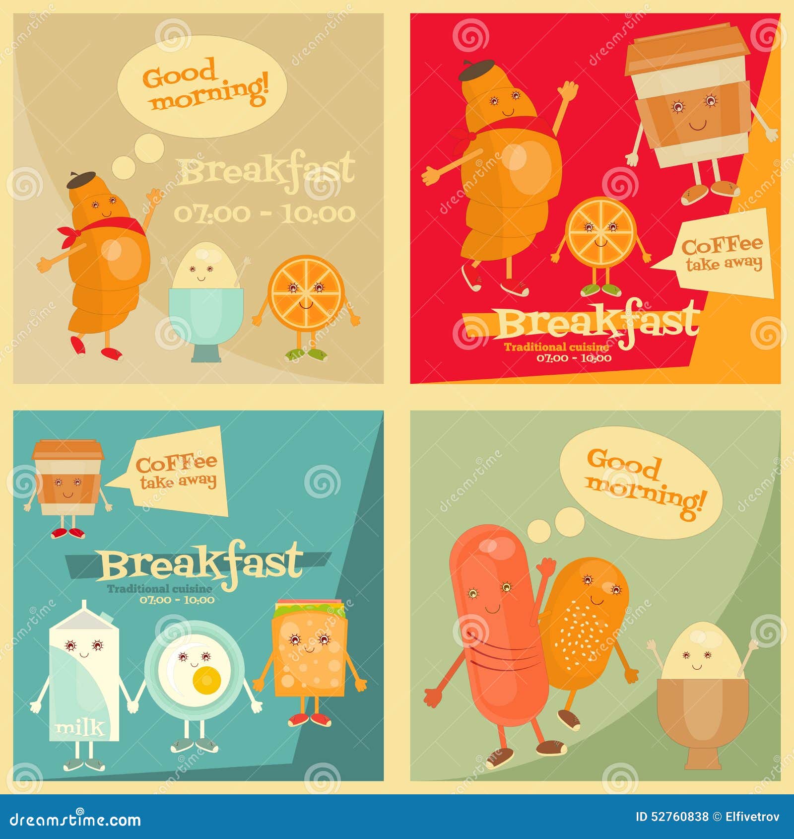 Breakfast Menu Mobile App Page Onboard Screen Template. Tiny Characters ...