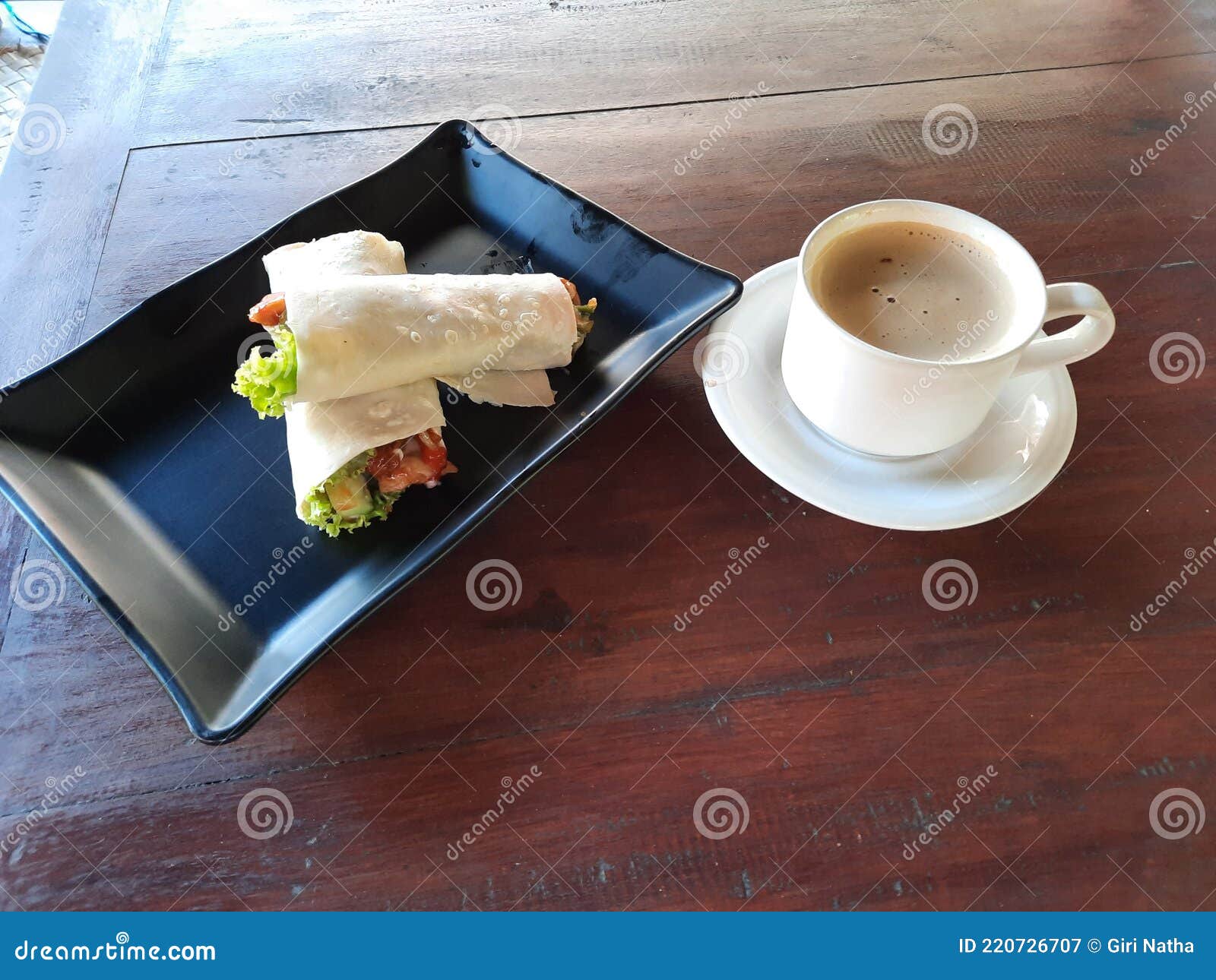Breakfast Menu. Chiken Wrap and Coffe Stock Image - Image of chiken ...