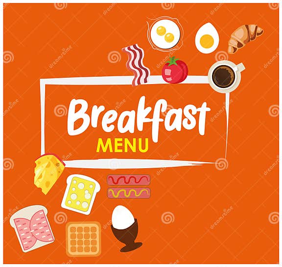 Breakfast Menu on Orange Background Stock Illustration - Illustration ...