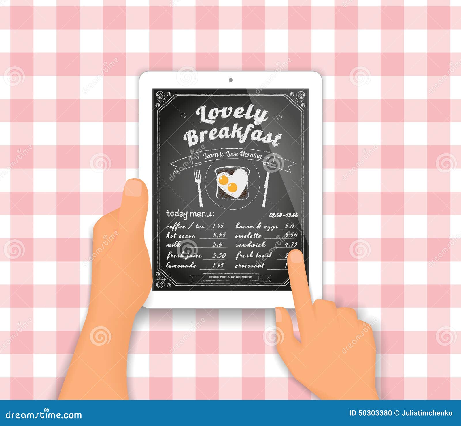 Breakfast Menu on the Tablet Pc Stock Vector - Illustration of chalk ...