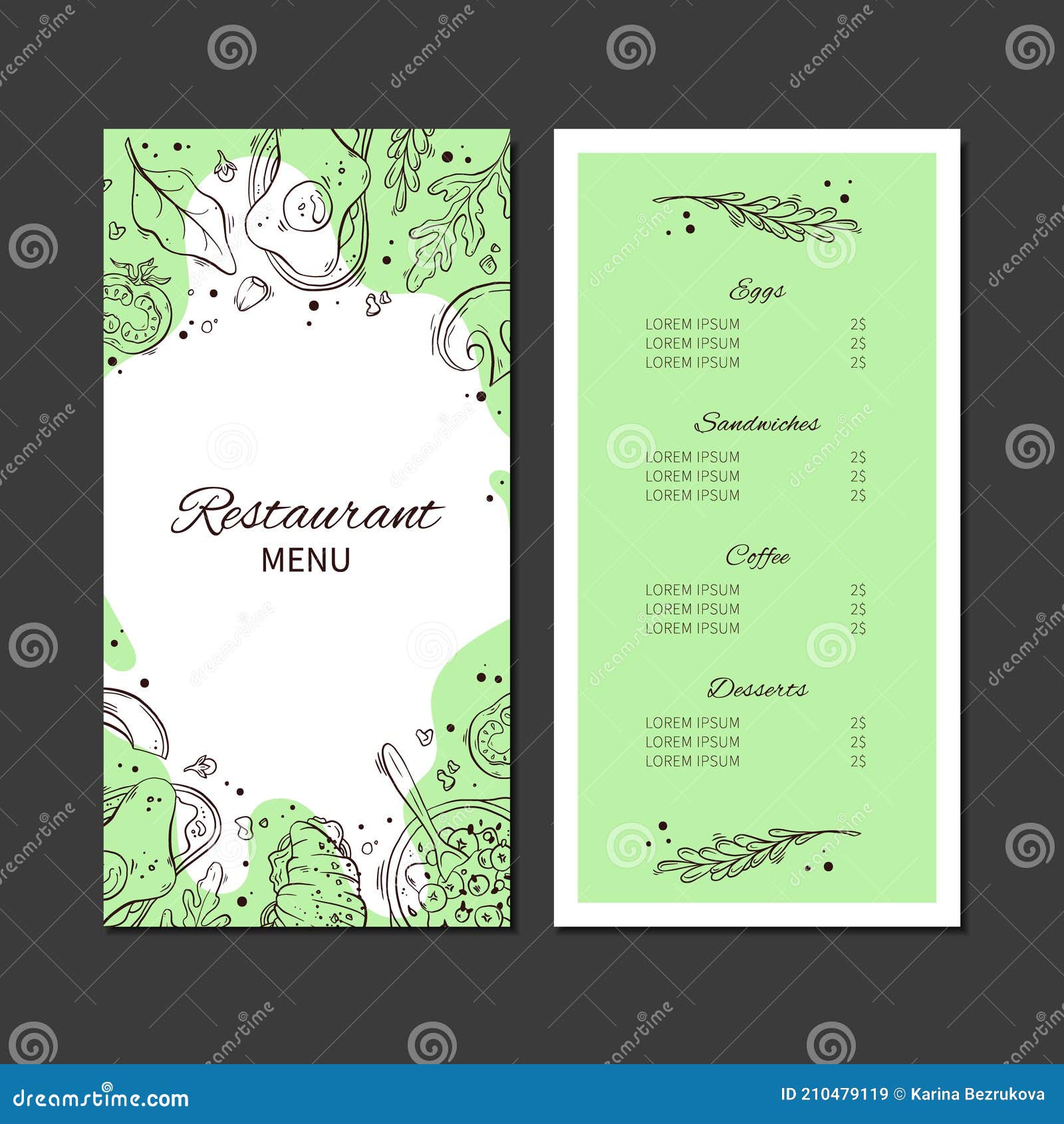 Breakfast menu template stock vector. Illustration of cover - 210479119
